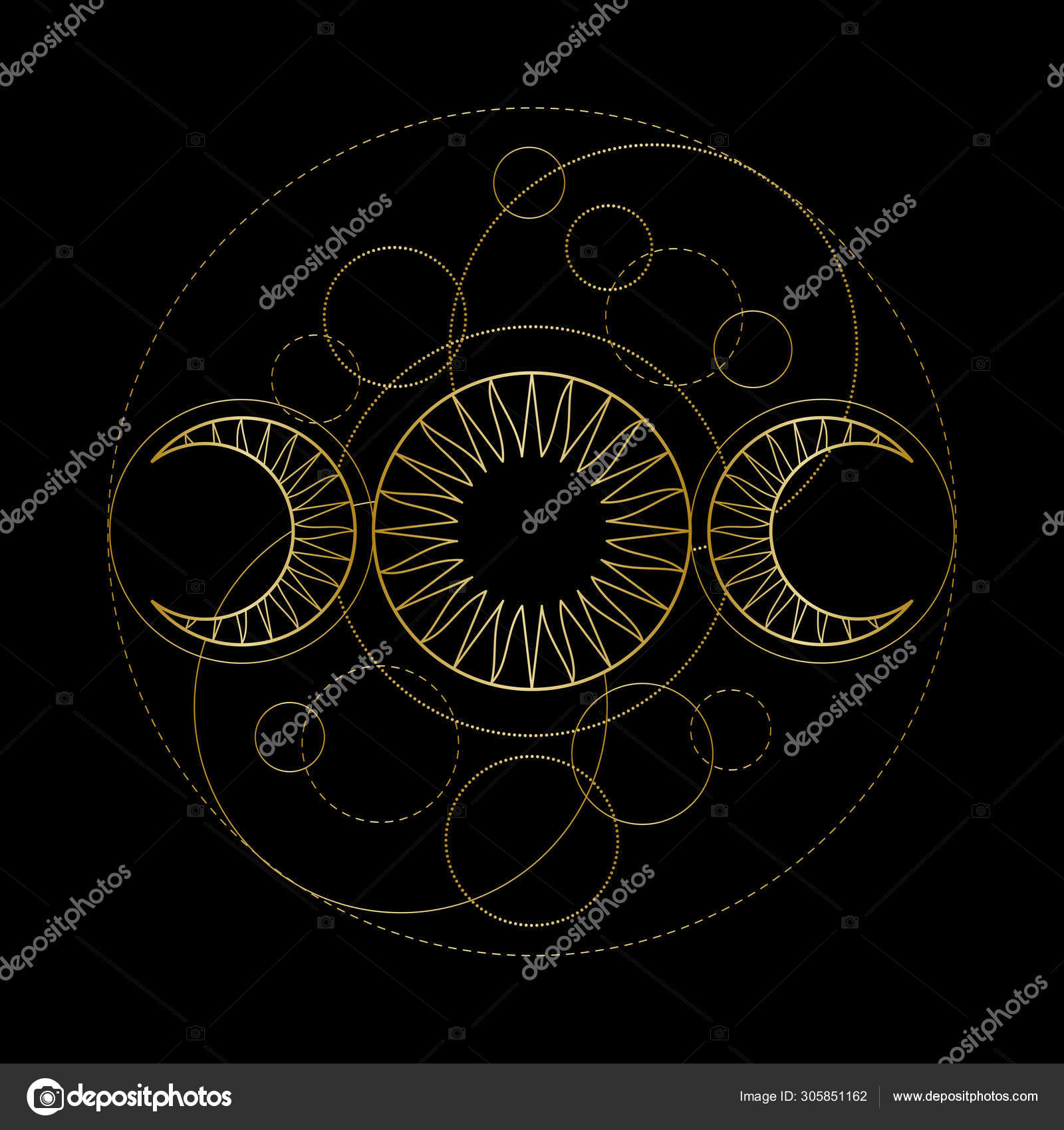 Triple moon magic and astronomy vecor symbol Stock Vector Image by ...