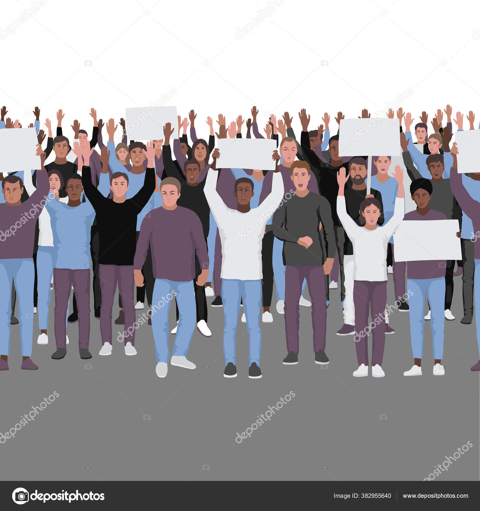 Protesting People Hands Seamless Border Public Protest Repeat ...