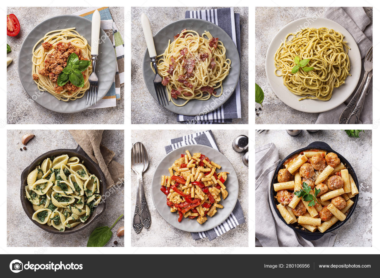 Collage with different pasta dish Stock Photo by ©yulianny 280106956