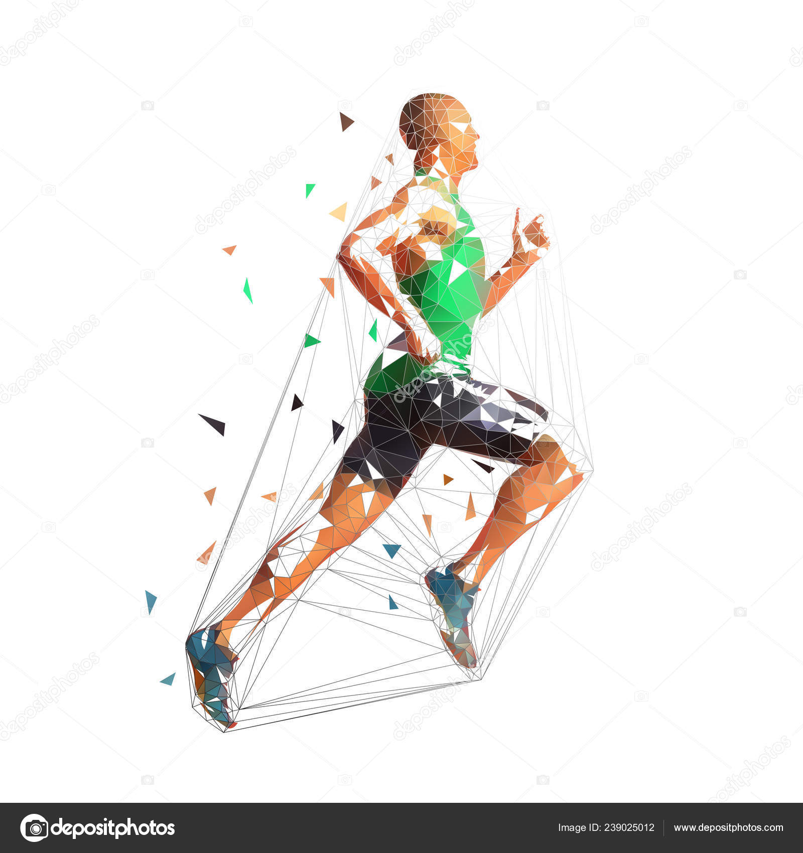Running Man Low Polygonal Vector Illustration Geometric Runner Side ...