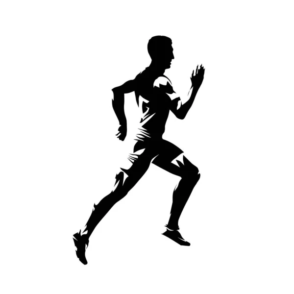 Running Man Isolated Vector Silhouette Sprinting Runner Side View Stock ...