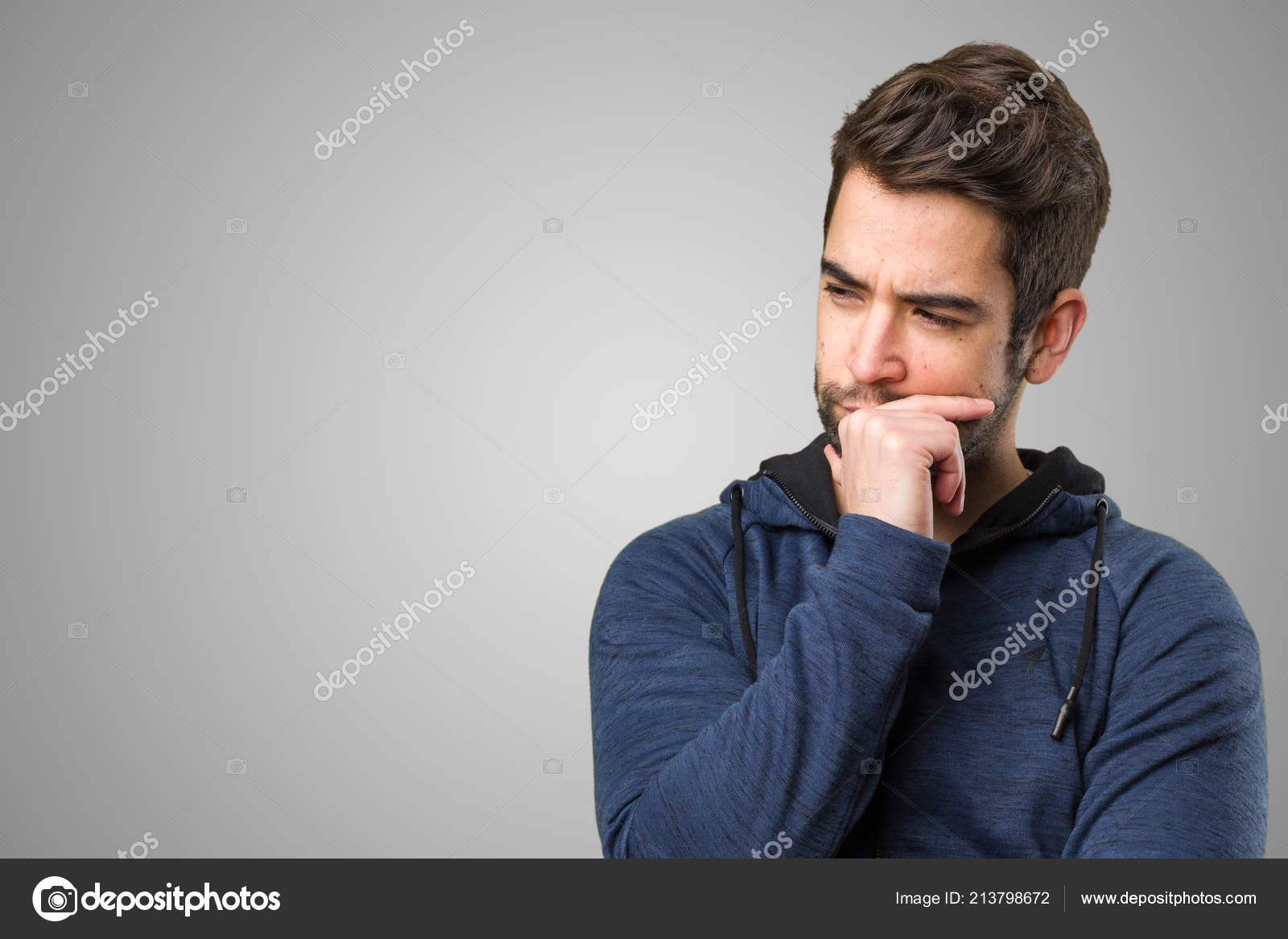 Young Man Thinking Grey Background Stock Photo by ©AsierRomeroCarballo ...