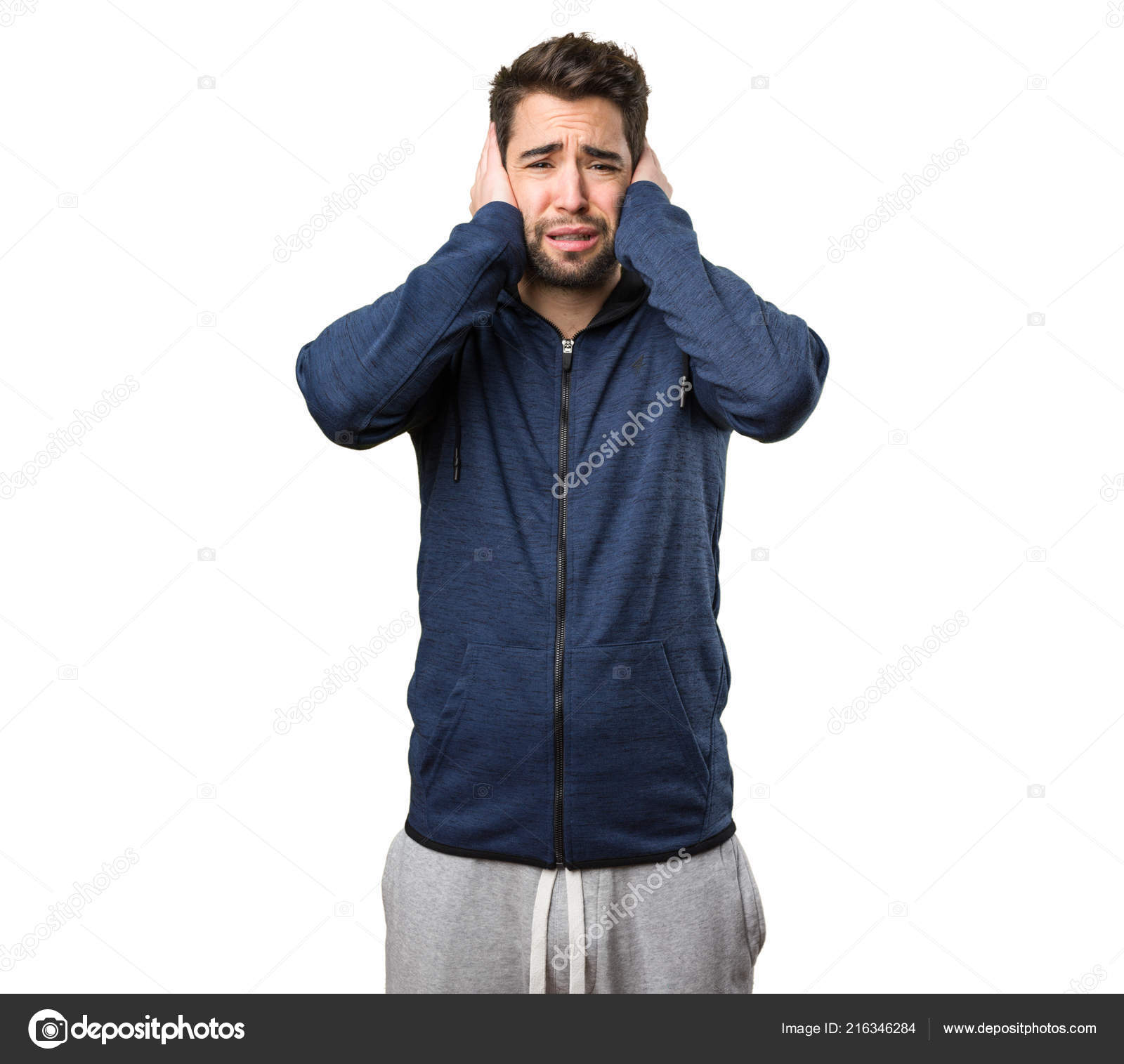 Young Man Covering His Ears Isolated White Background Stock Photo by ...