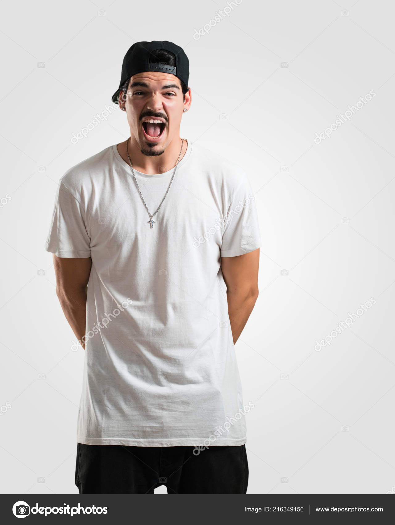 Young Rapper Man Screaming Angry Expression Madness Mental Instability ...
