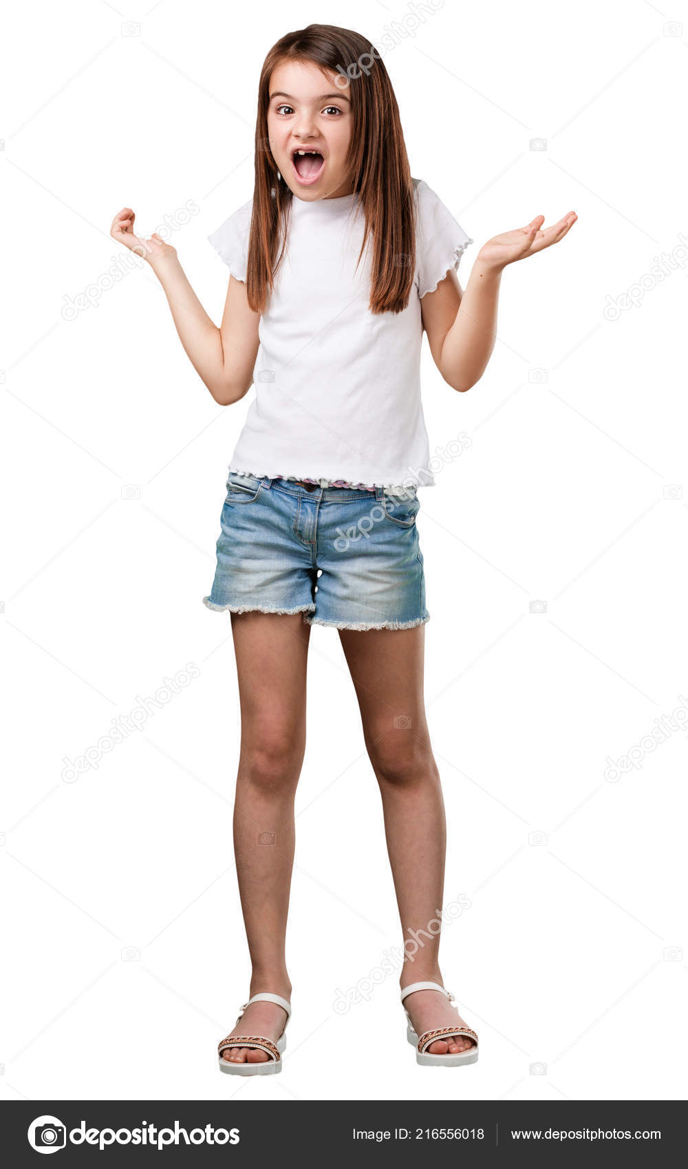 Full Body Little Girl Crazy Desperate Screaming Out Control Funny Stock ...