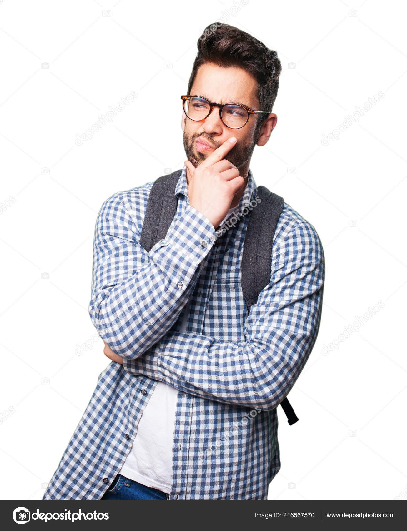 Student Man Thinking Isolated White Background Stock Photo by ...