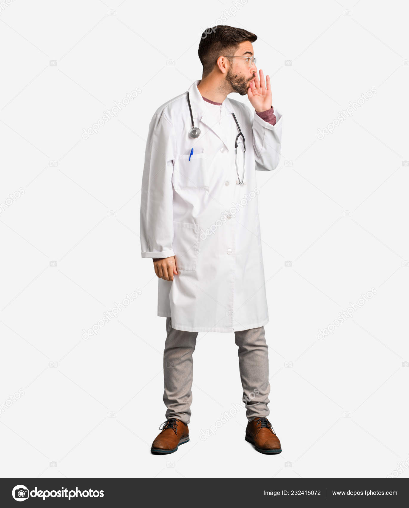 Young Doctor Man Whispering Gossip Undertone — Stock Photo ...