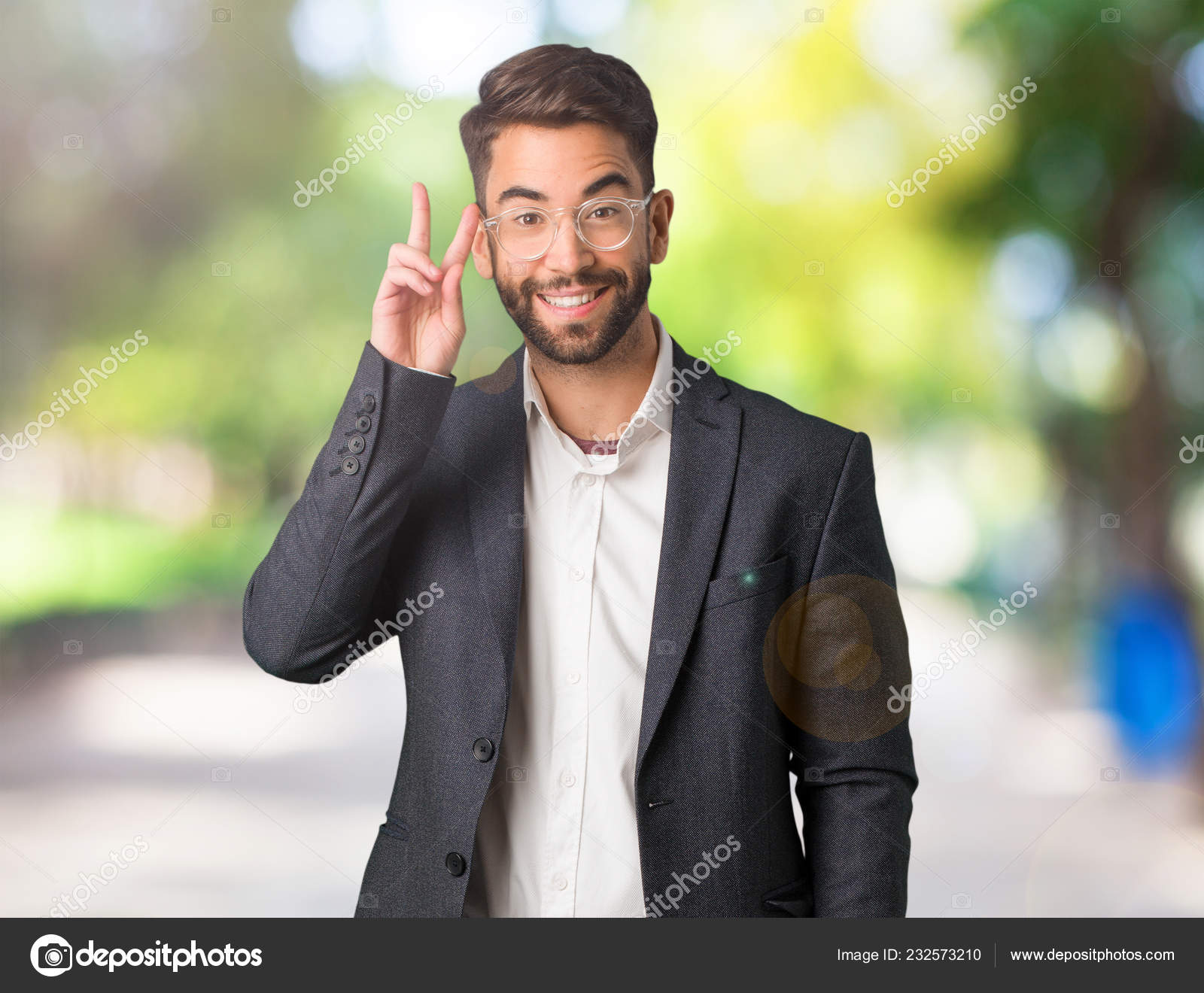 Young Handsome Business Man Fun Happy Doing Gesture Victory — Stock ...