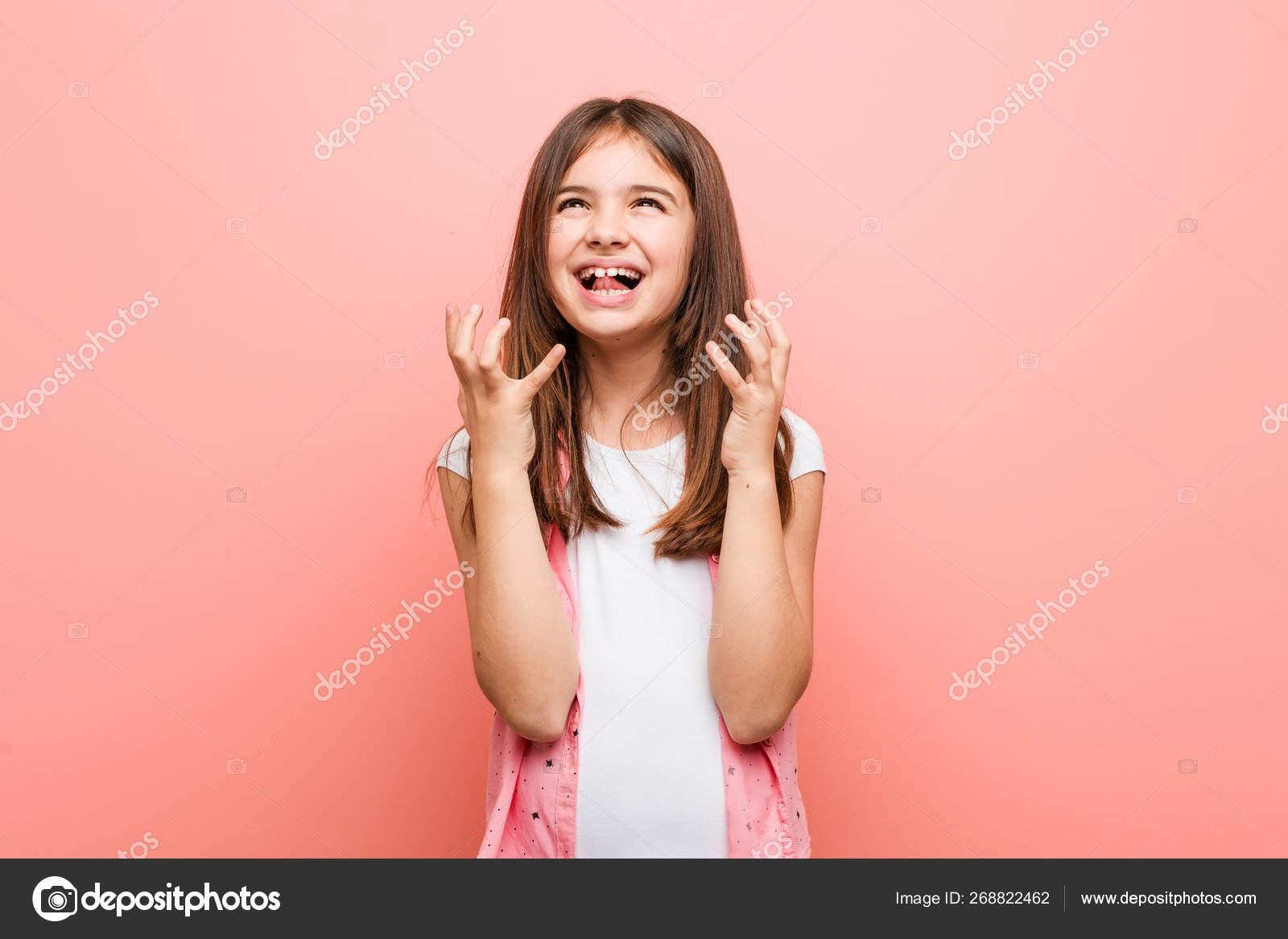 Cute Little Girl Joyful Laughing Lot Happiness Concept Stock Photo by ...