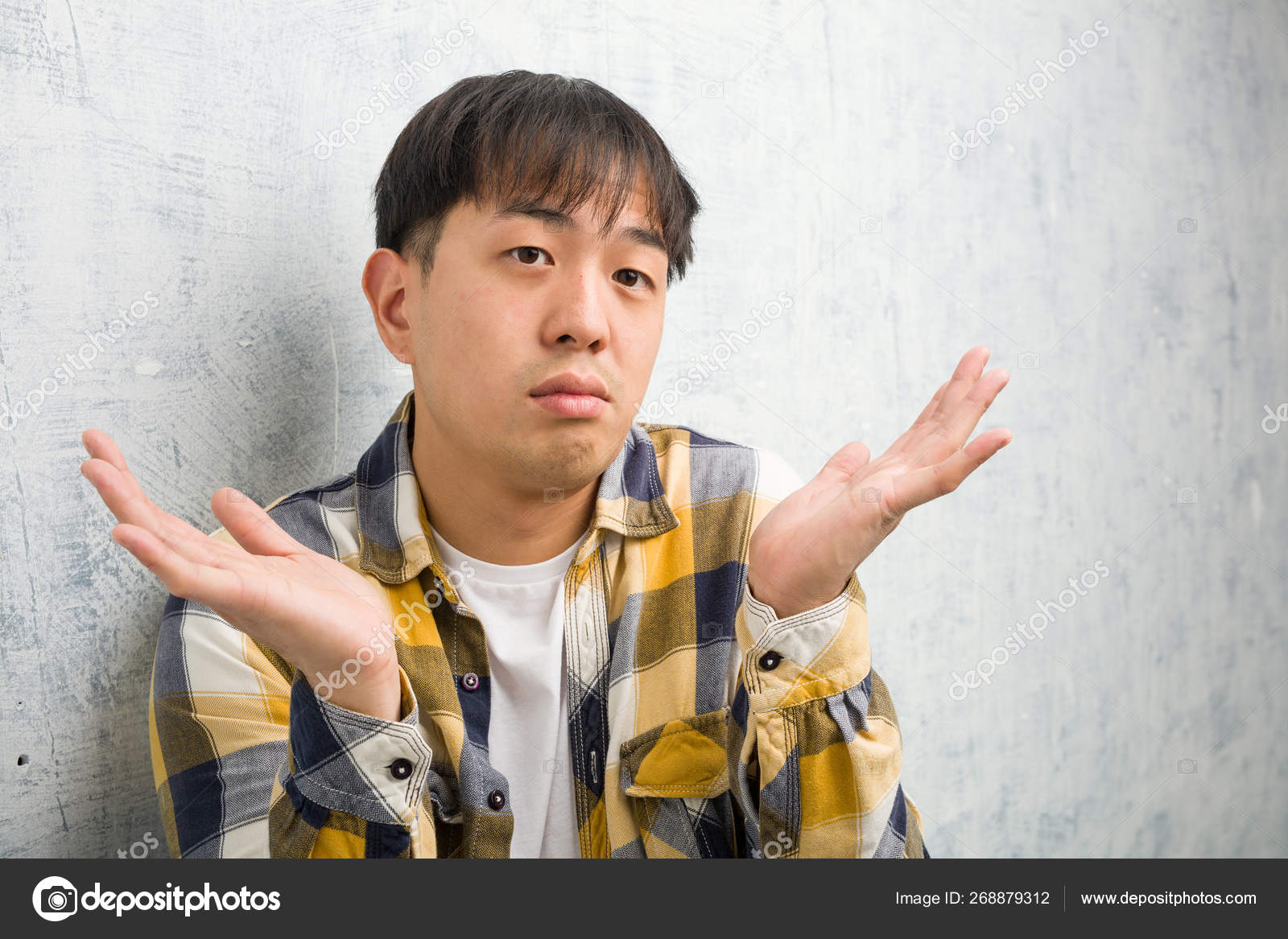 Young Chinese Man Face Closeup Confused Doubtful — Stock Photo ...