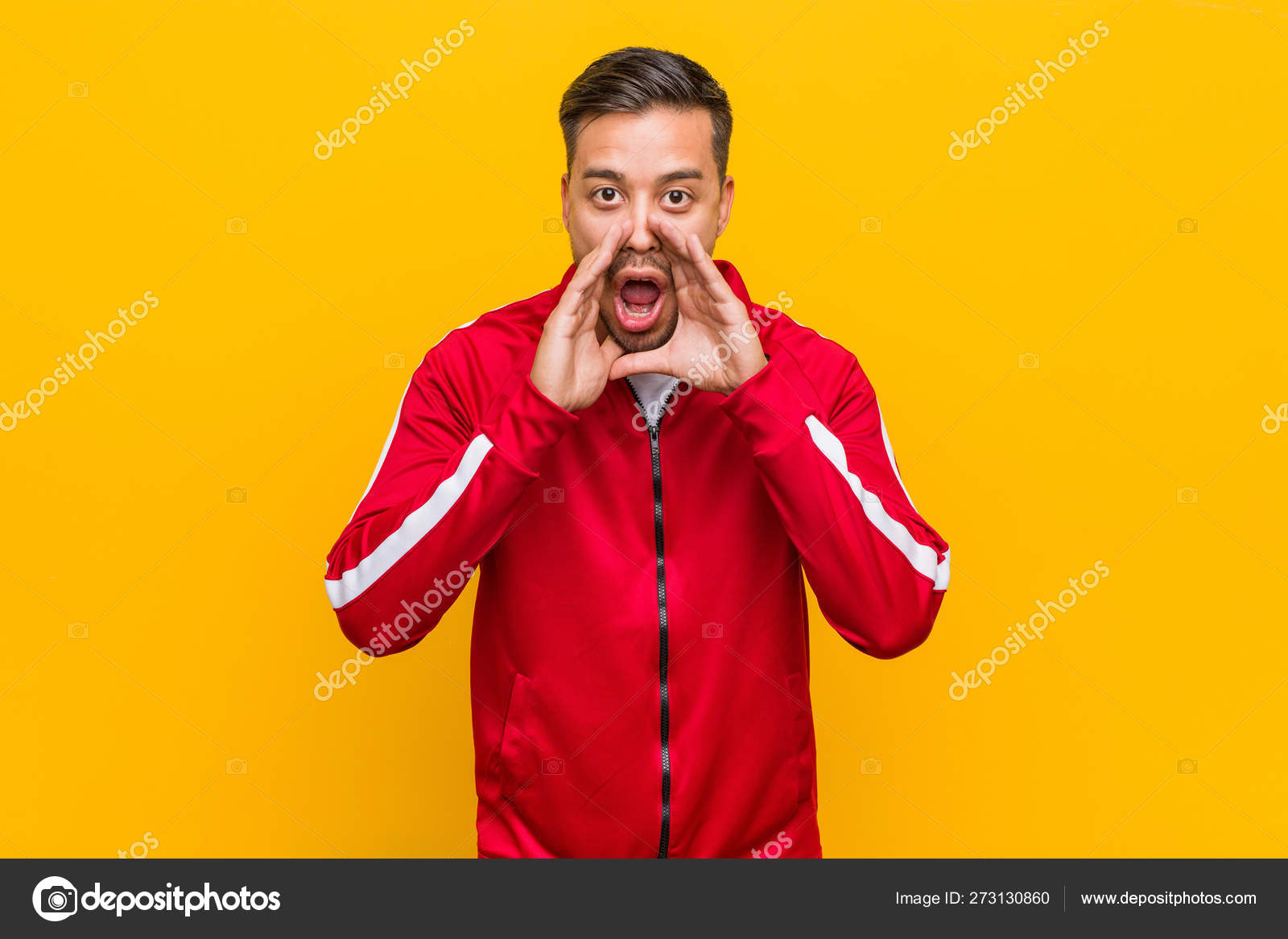Young Filipino Fitness Man Shouting Excited Front Stock Photo by ...