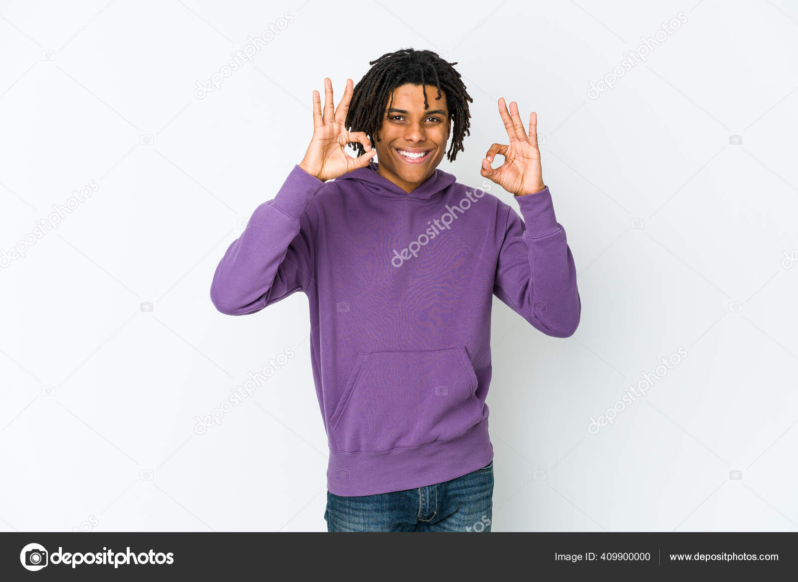 Young African American Rasta Man Cheerful Confident Showing Gesture ...