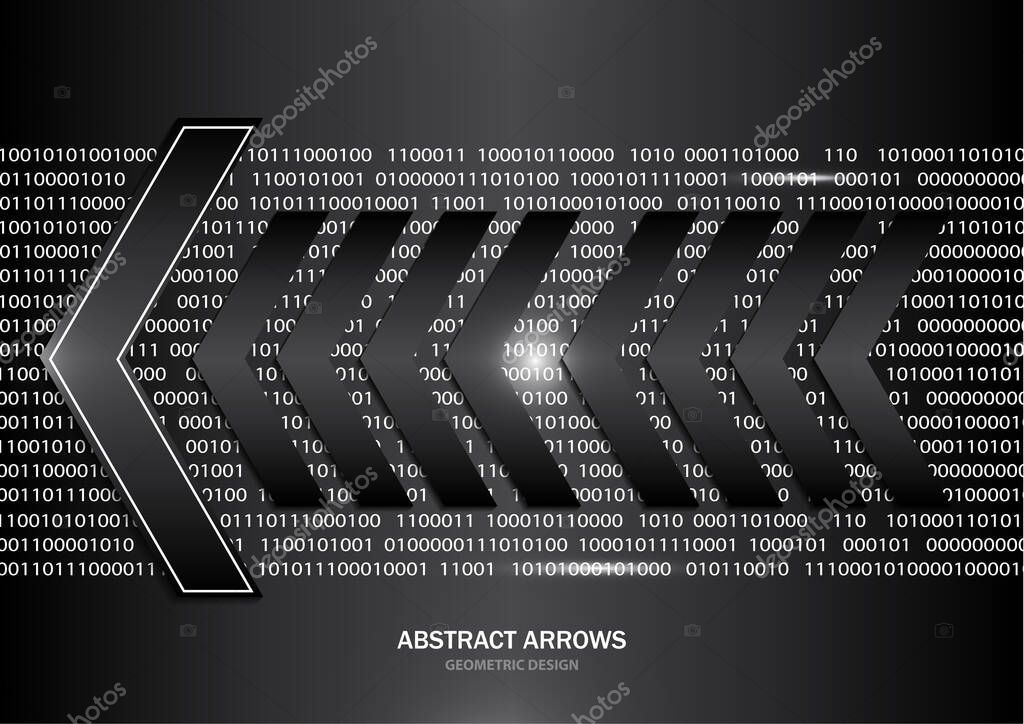 Flechas negras geométricas creativas. Fondo oscuro abstracto con ...