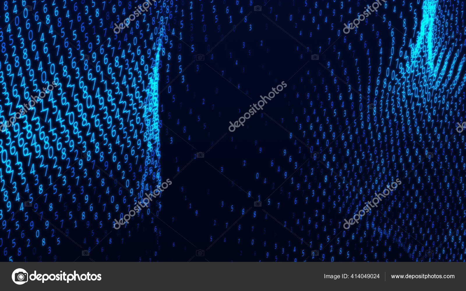Digital Wave Many Numbers Cyberspace Background Digits Set Different ...