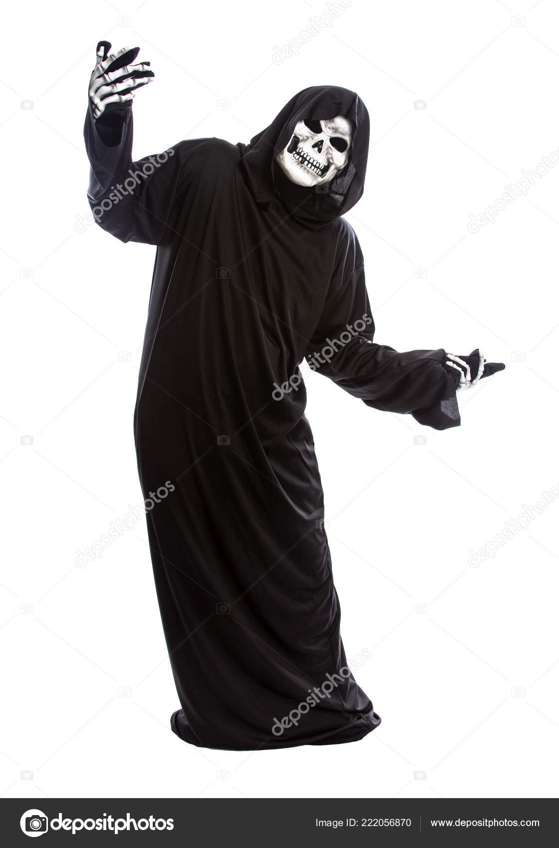 Fotos de Disfraz Halloween Una Parca Esqueleto Vistiendo Una Túnica ...