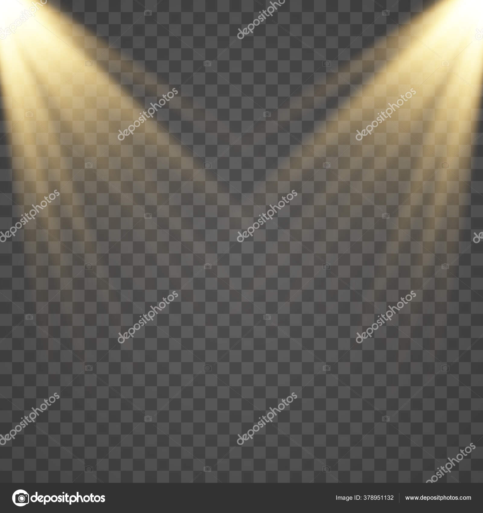 Stage Light Ray Isolated Transparent Background Vector Bright Yellow ...