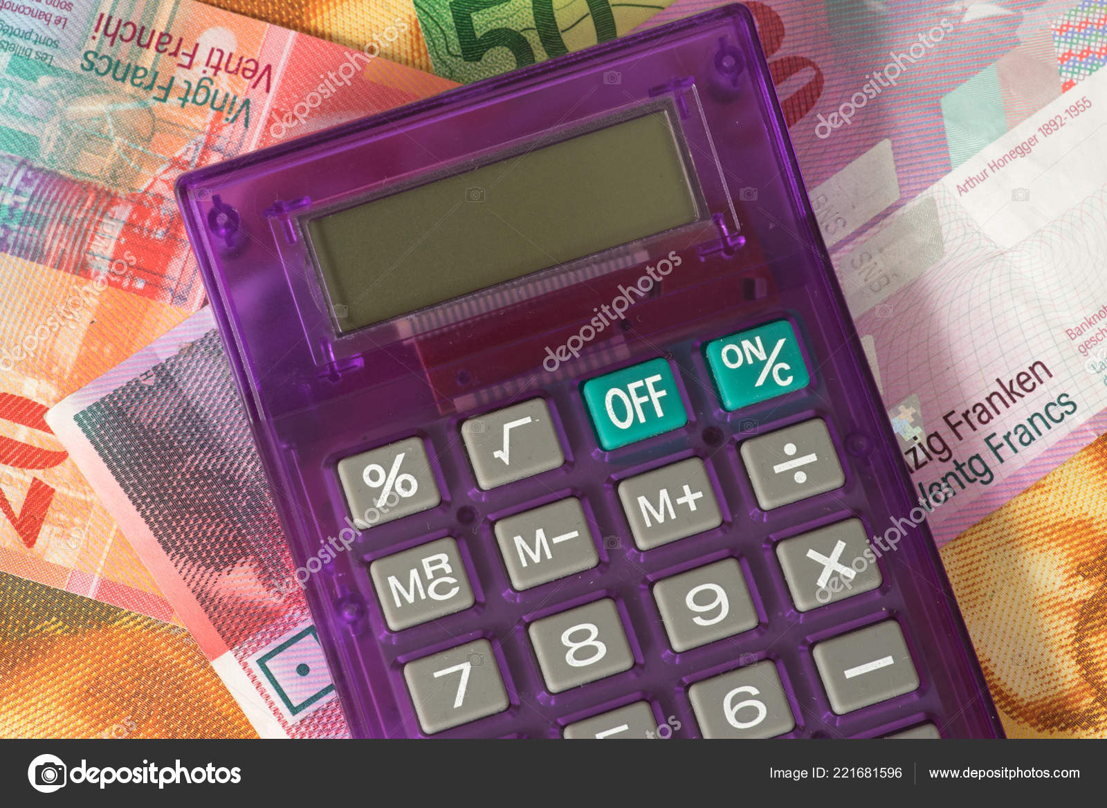 Una Calculadora Franco Suizo — Foto de stock © stadtratte #221681596