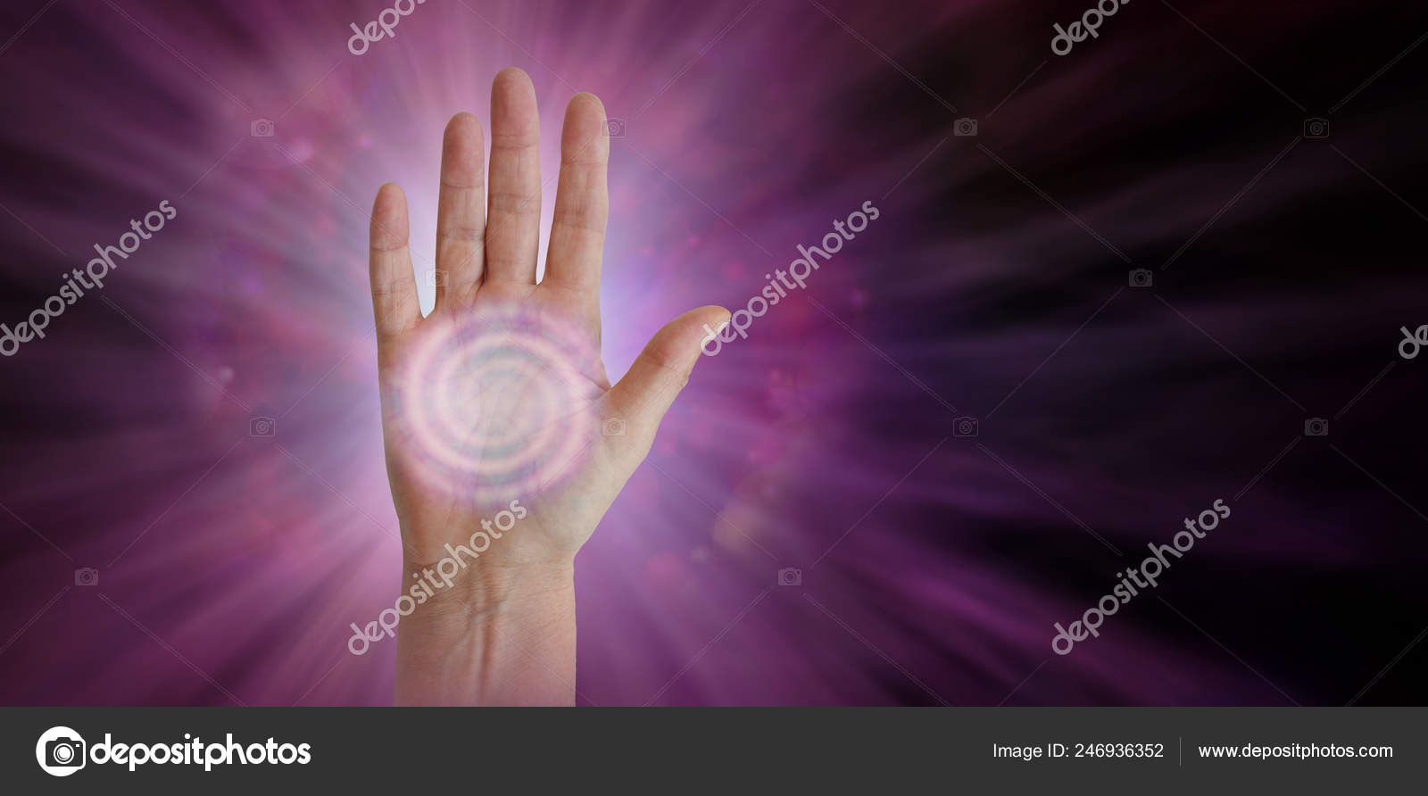 Spiral Energy Chakra Centre Palm Hand Female Hand Facing Outwards Stock Photo by ©Healing63 ...