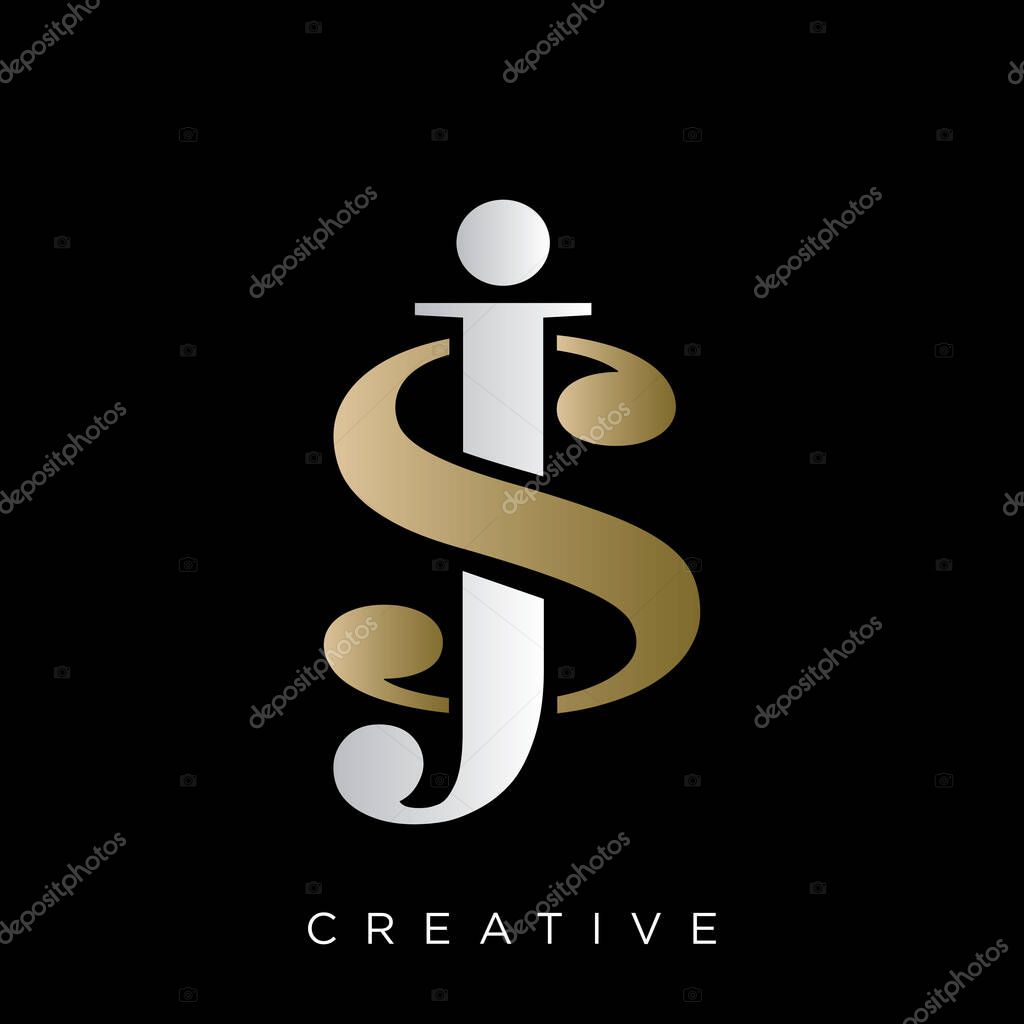 sj logo diseño vector icono símbolo de lujo 2023