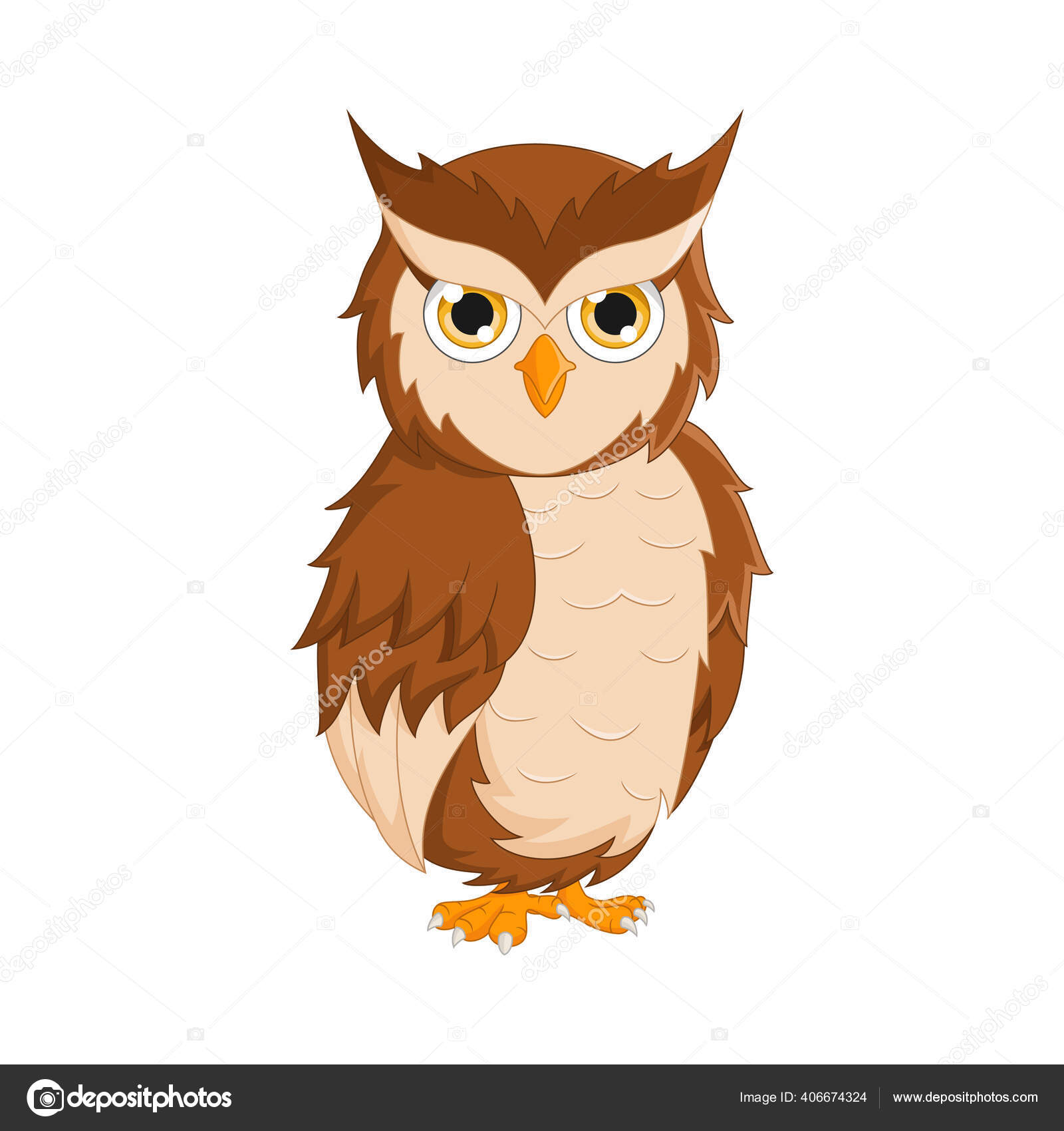 Vector Ilustración Historieta Lindo Búho Aislado Sobre Fondo Blanco ...