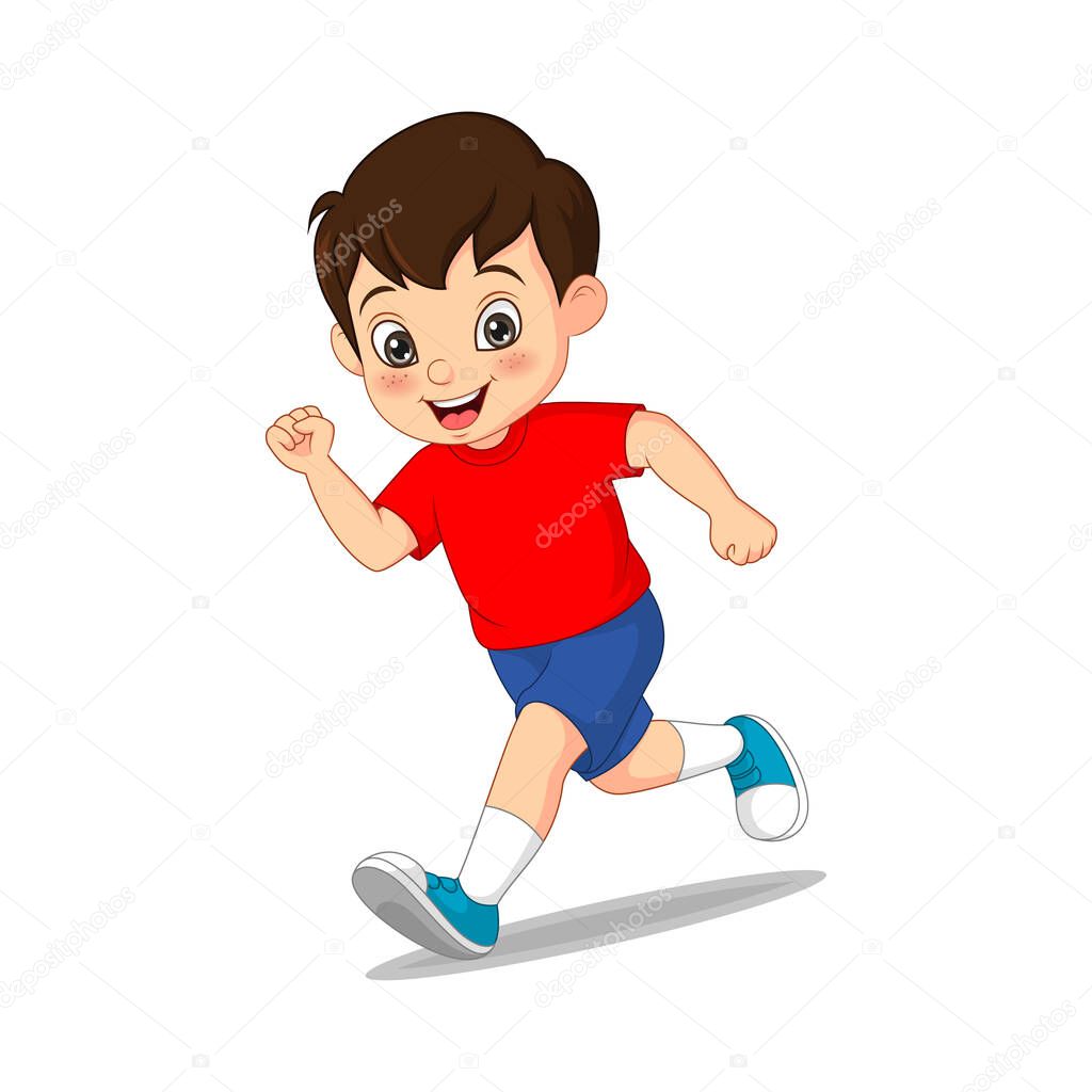 Ilustración Vectorial Dibujos Animados Divertido Niño Corriendo Vector ...