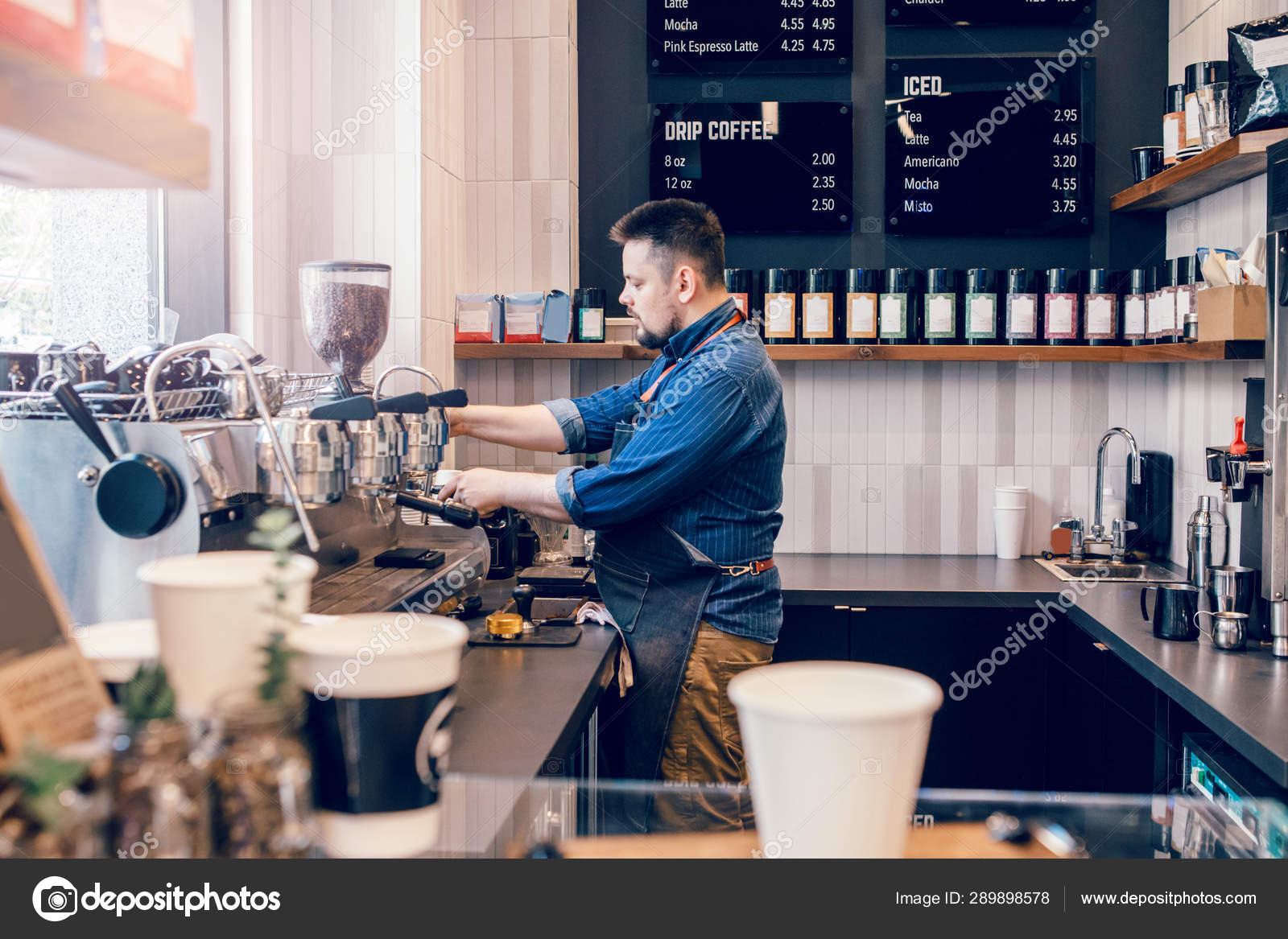 Interior Design Details Empty Modern Coffee Shop Restaurant Daytime ...