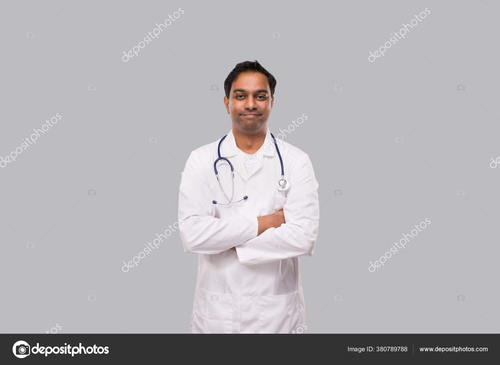 Indian Man Doctor Not Smiling Hands Crossed Isolated. Healthy life ...