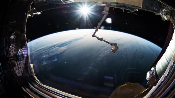 Earth as seen through window of International Space Station ISS ...