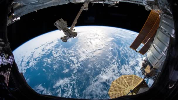 Earth as seen through window of International Space Station ISS ...