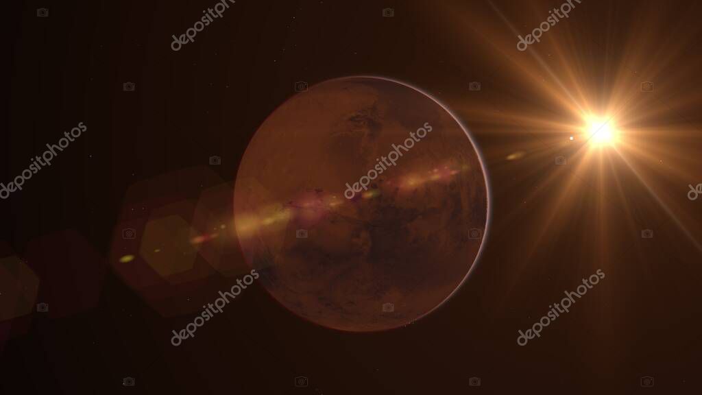 Planeta Marte Rotando en el espacio exterior.. Orbitando el planeta ...