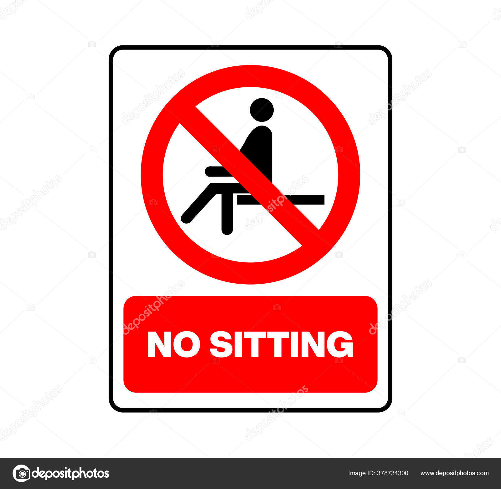 Sit Here Warning Sitting Caution Notice Sign Vector Illustration Stock ...