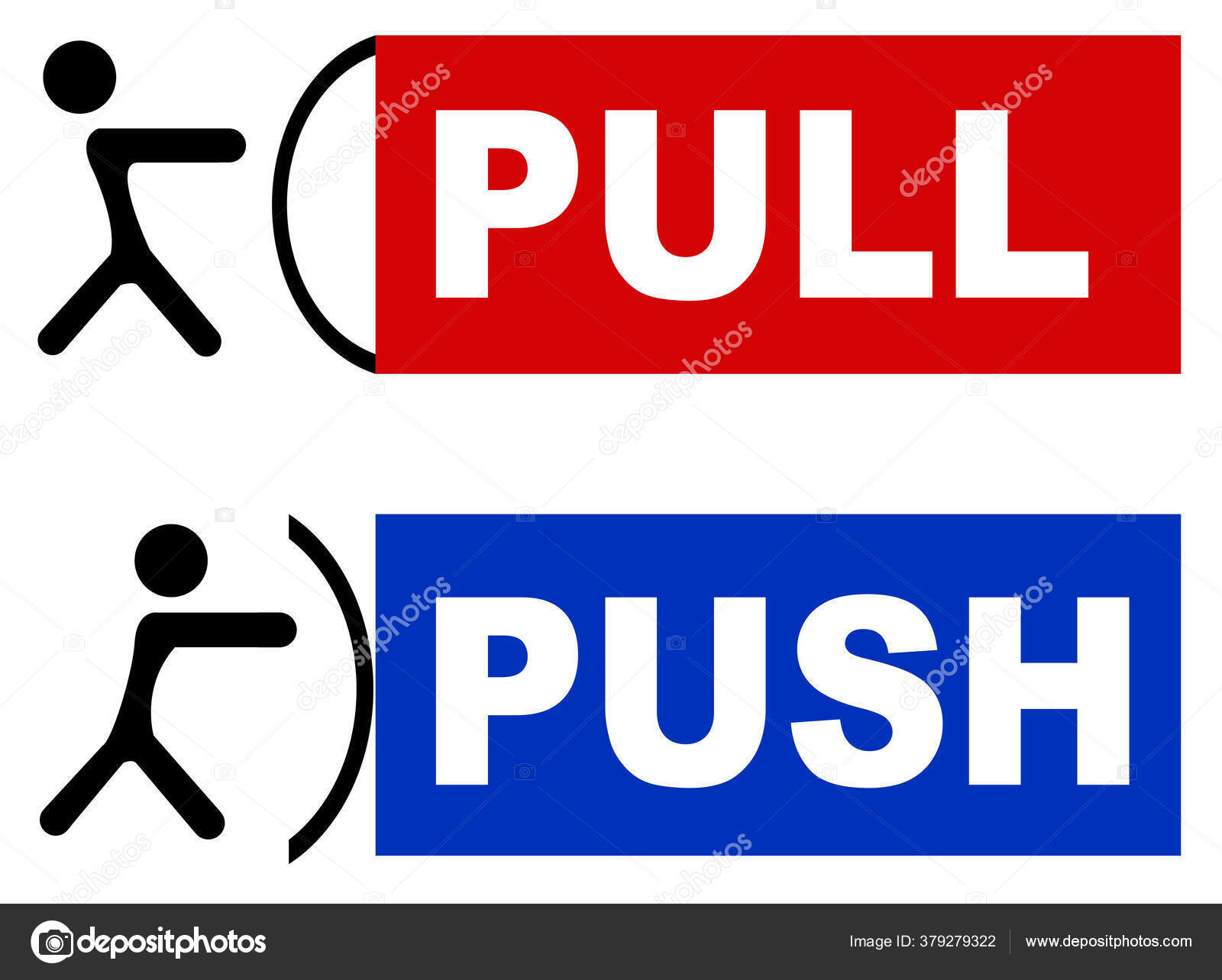 Empuje Tire Puerta Abierta Cerrar Signo Aviso Vector Vector de stock ...