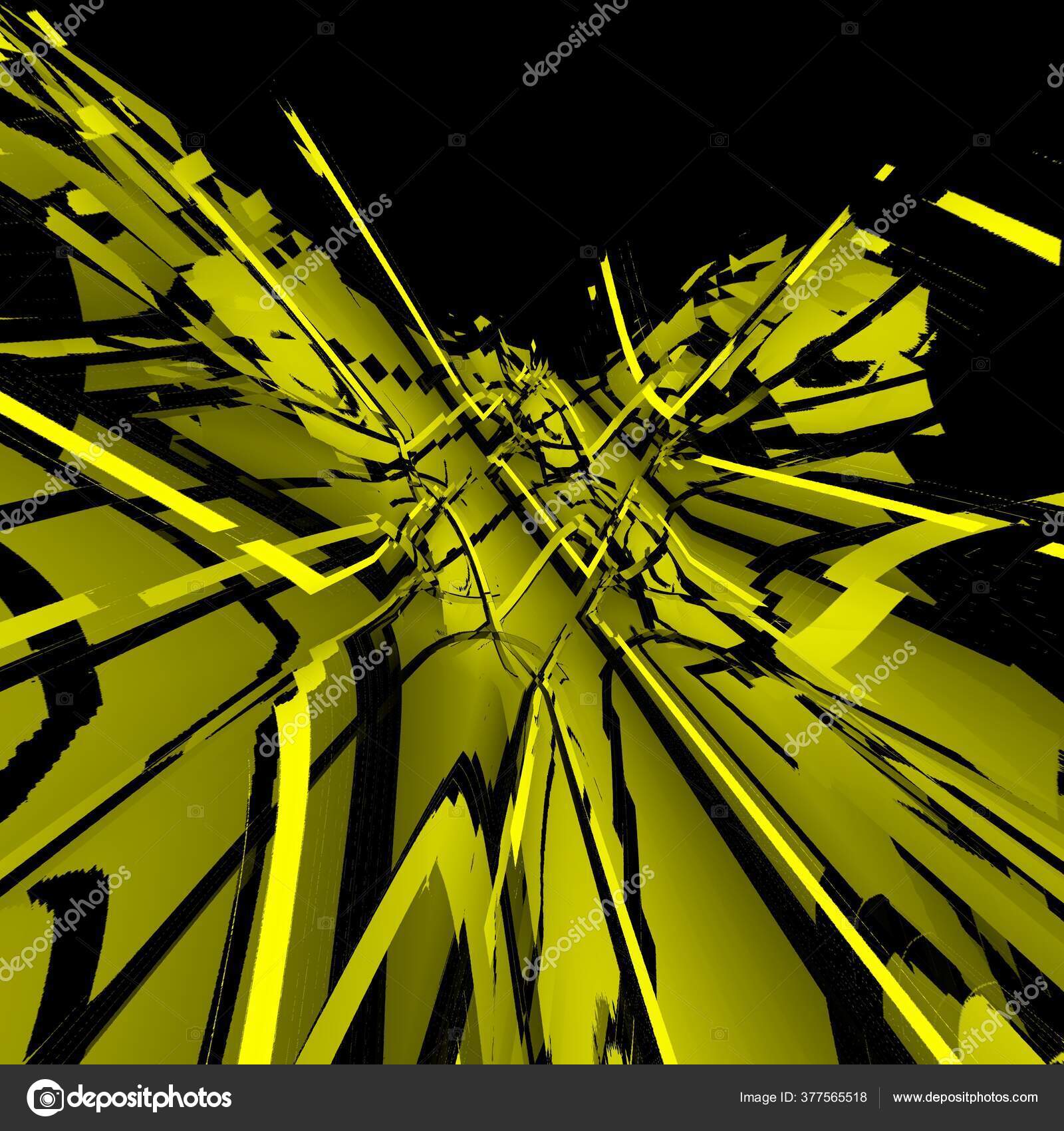 Exploded Surface View Vivid Yellow Black Strong Intricate Geometrical ...