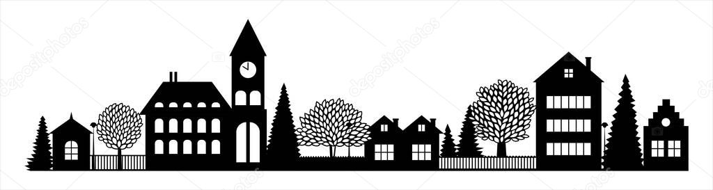 Silhouette small town Vector Art Stock Images | Depositphotos