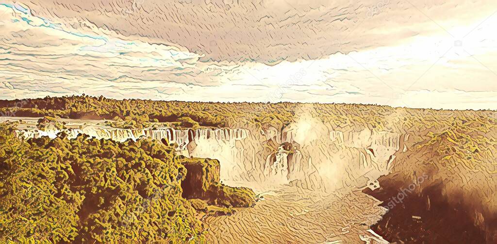 Ilustración. Panorama Iguazú cae, una de las nuevas siete maravillas de ...