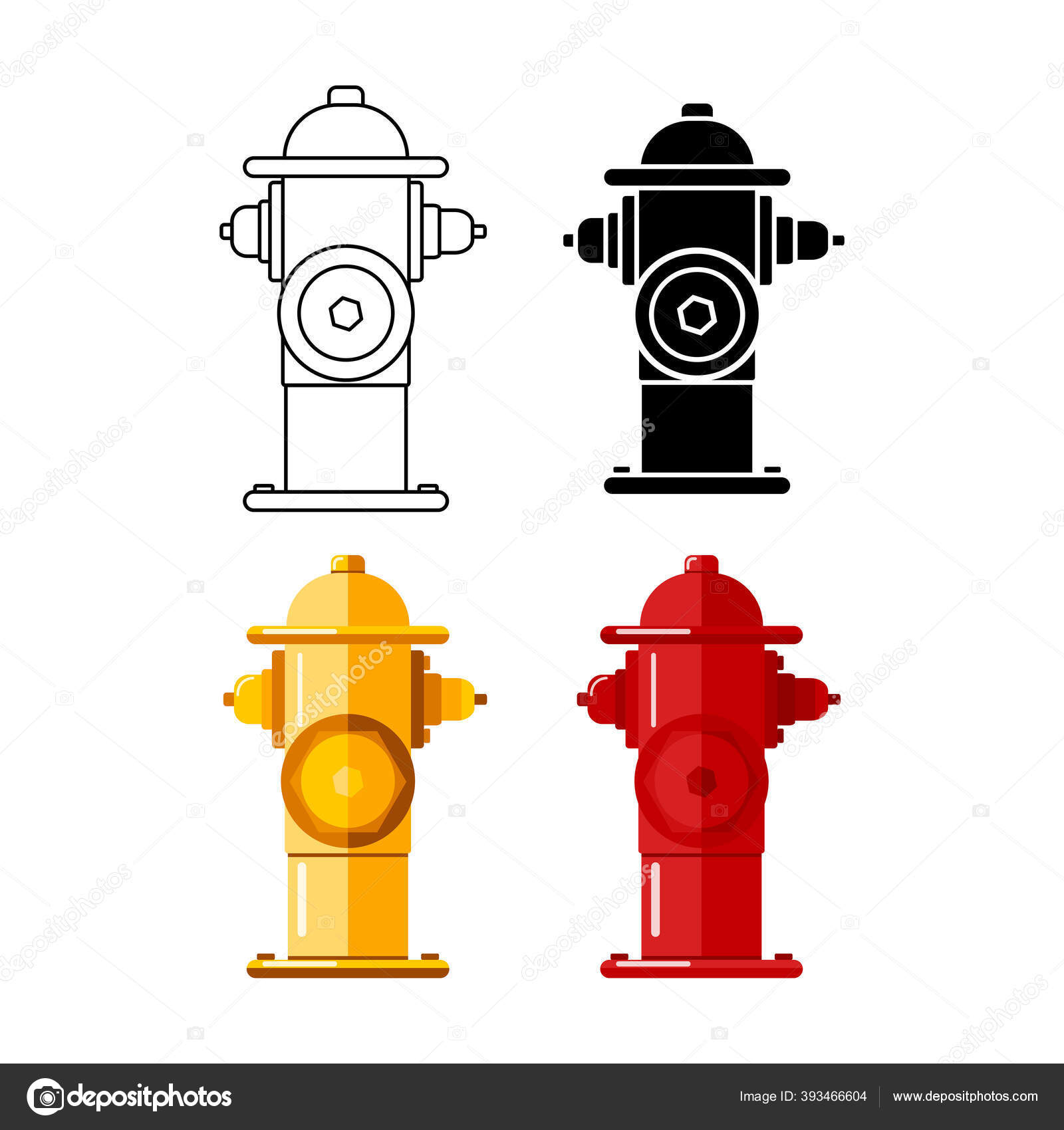 Set Fire Hydrant Icons Isolated White Background Used Firefighters ...