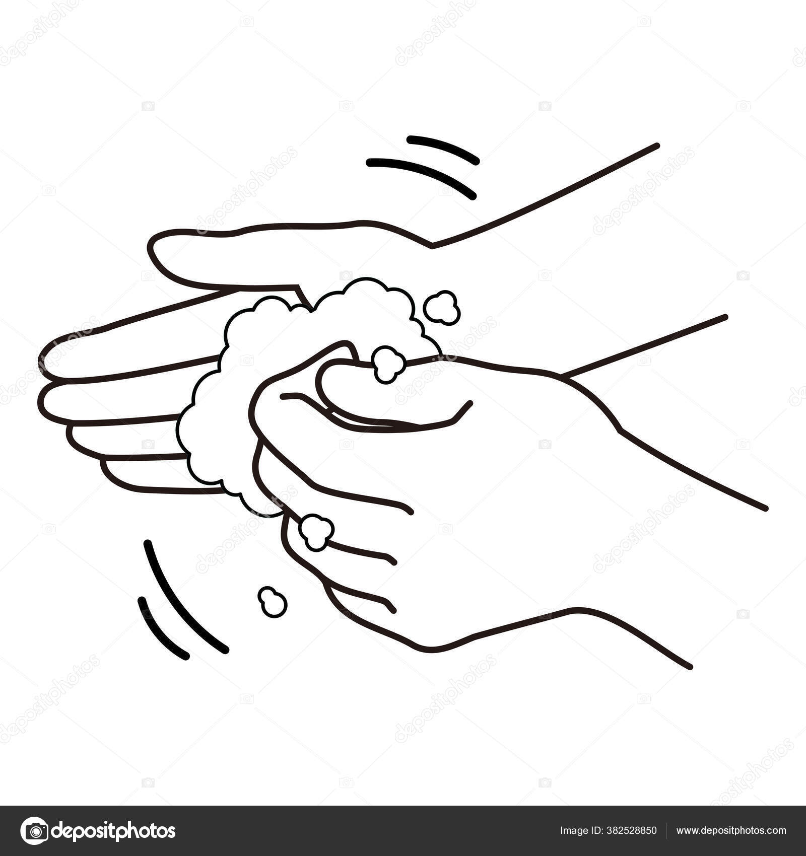 Hand Washing Procedure Rub Fingertips Nails Palm Wash Stock Vector ...