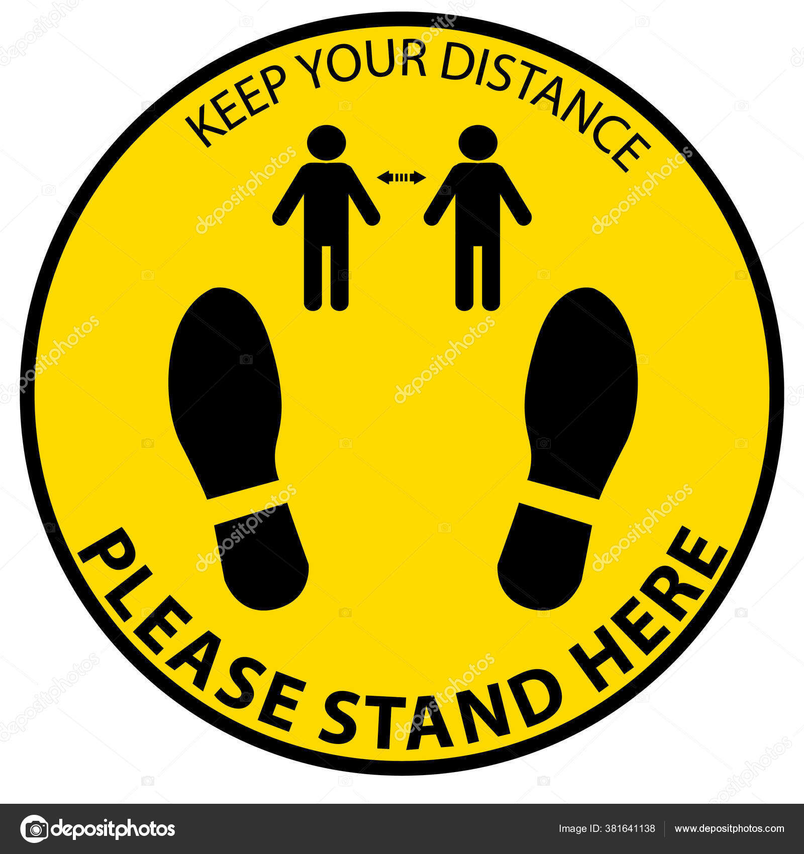 Keep Distance Please Stand Here Icon Notice Clip Art Sign Stock Vector ...