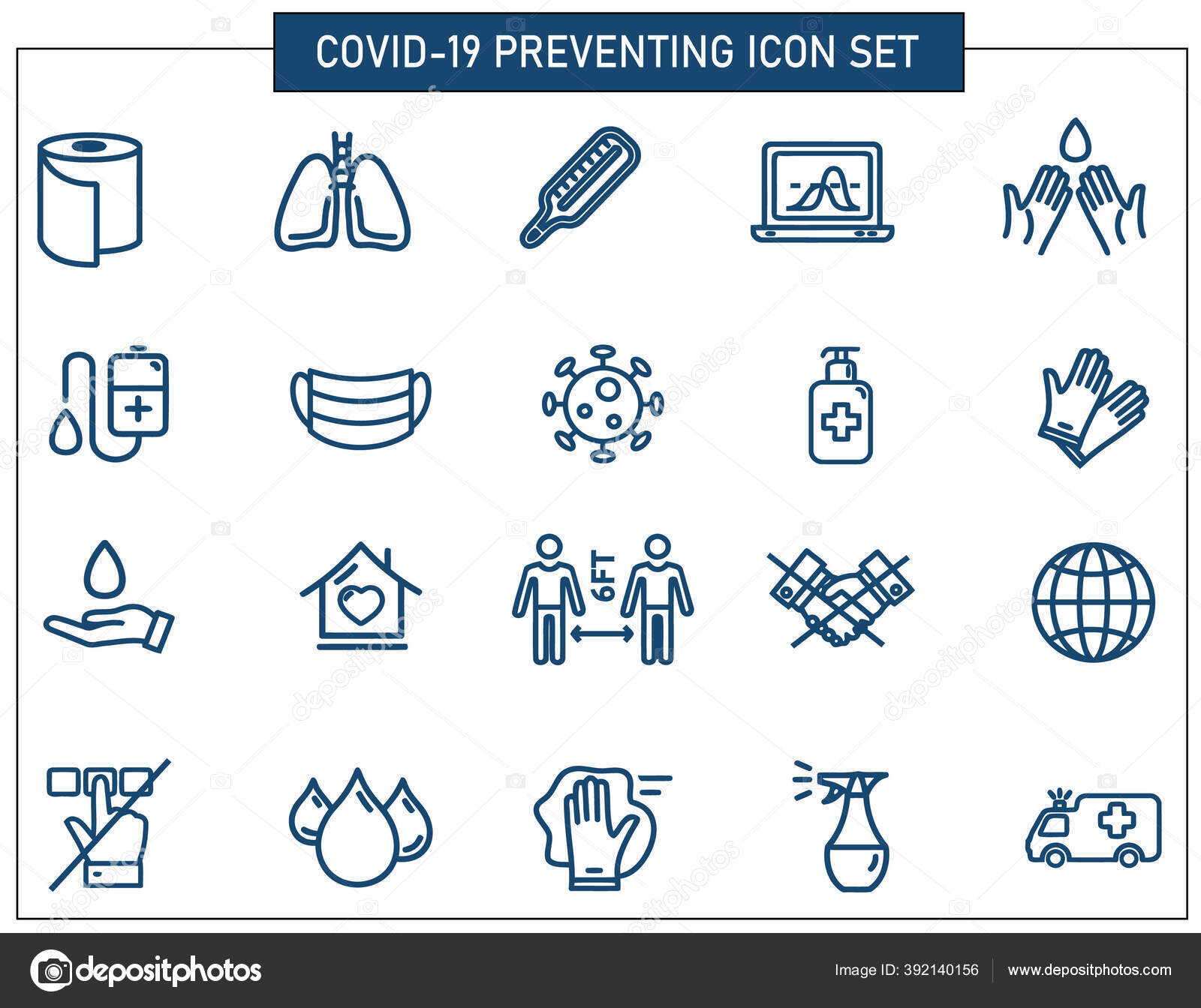 Covid Coronavirus Prevention Tips Icons Coronavirus Prevention Line ...