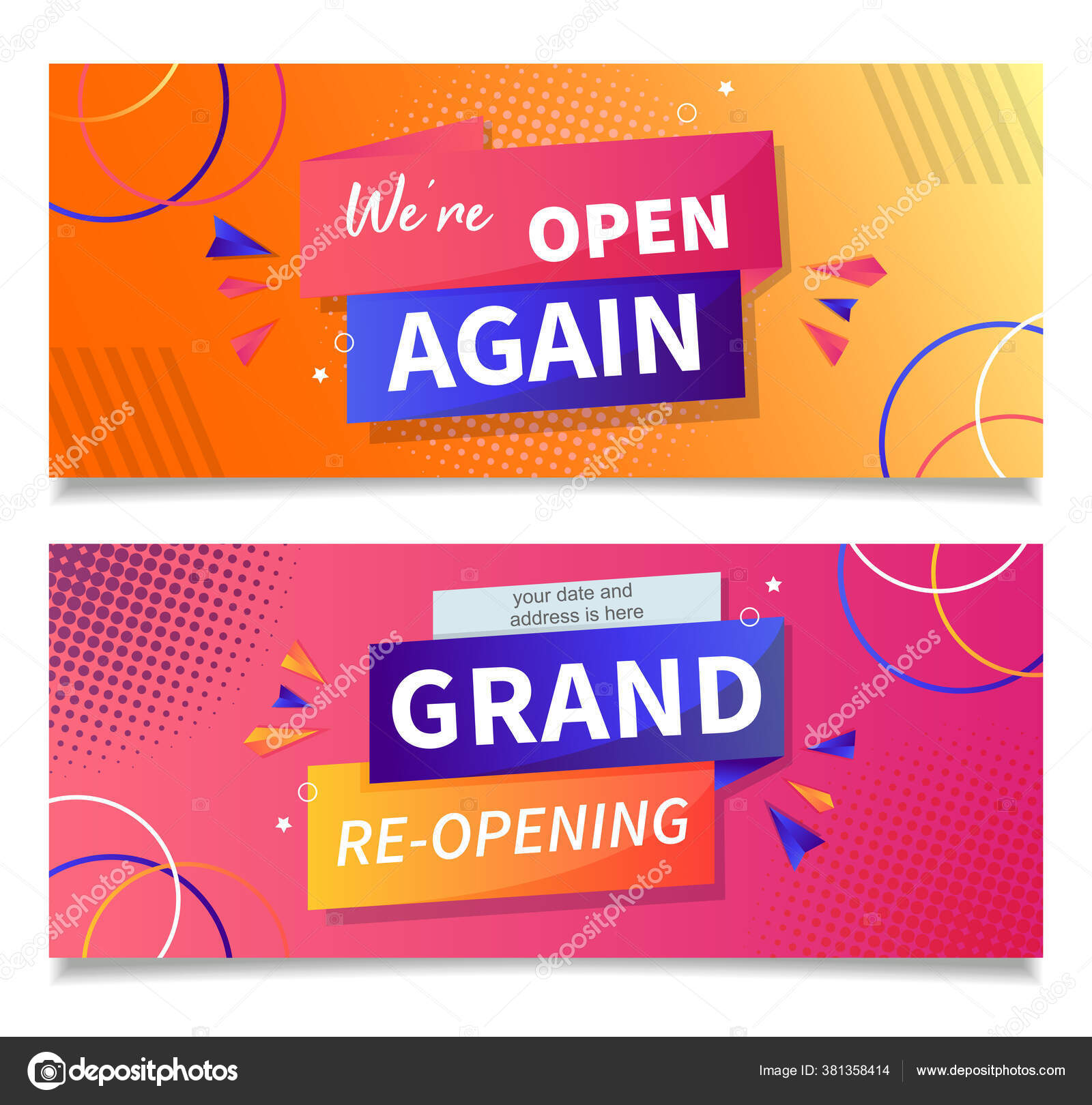 Opening Banner Templates Colorful Background Eps Vector Illustration ...