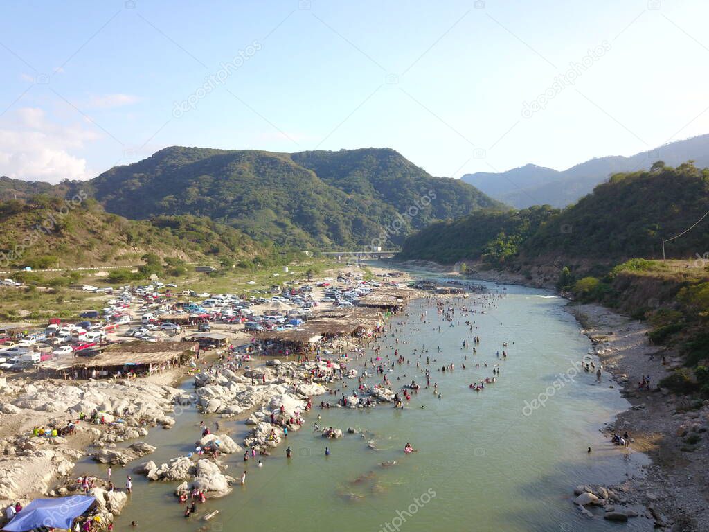 Jocotepec, México-12 de enero de 2020: Vista aérea del paseo marítimo ...