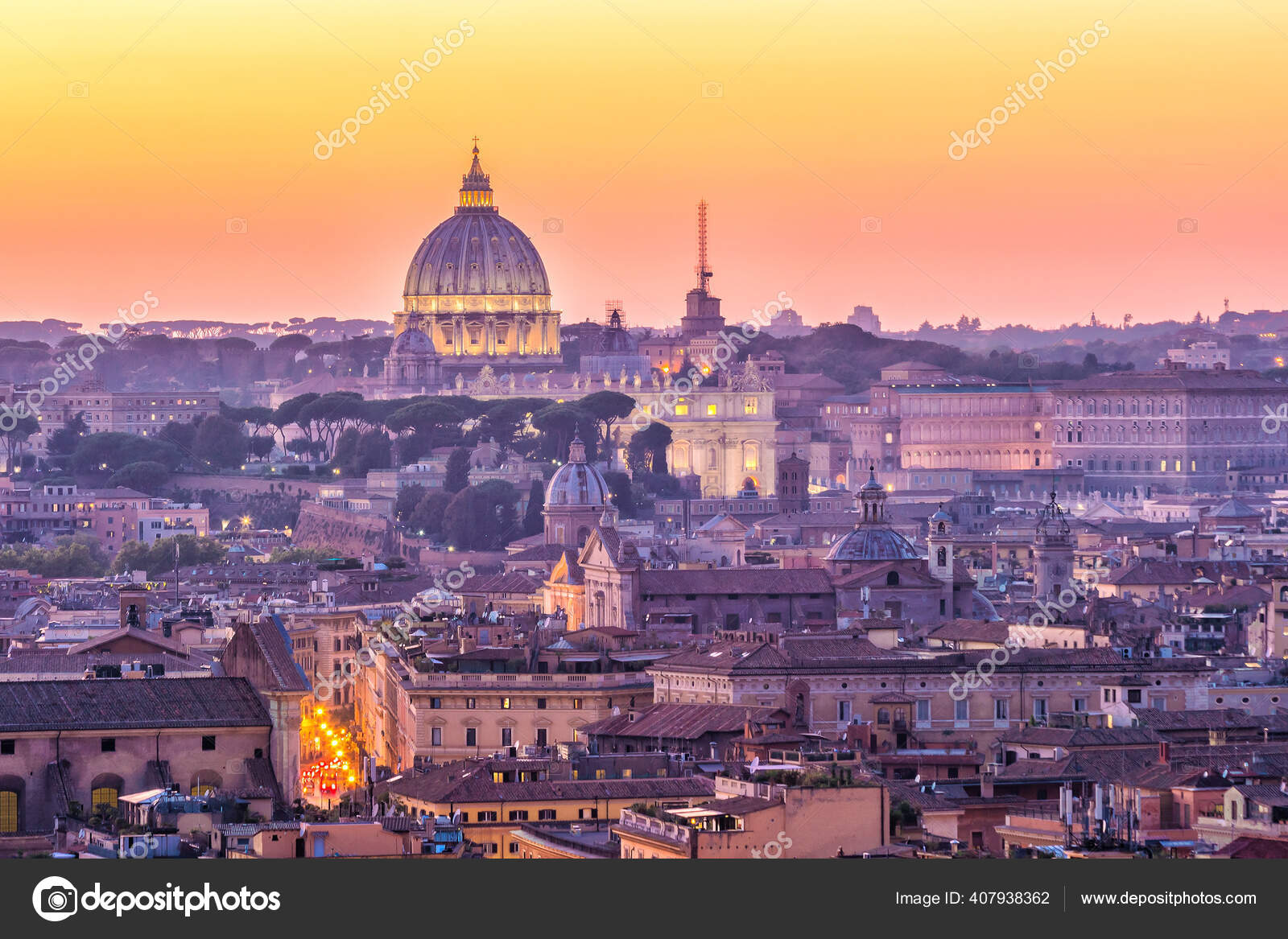 Top View Rome City Skyline Castel Sant'angelo Italy Stock Photo by ...