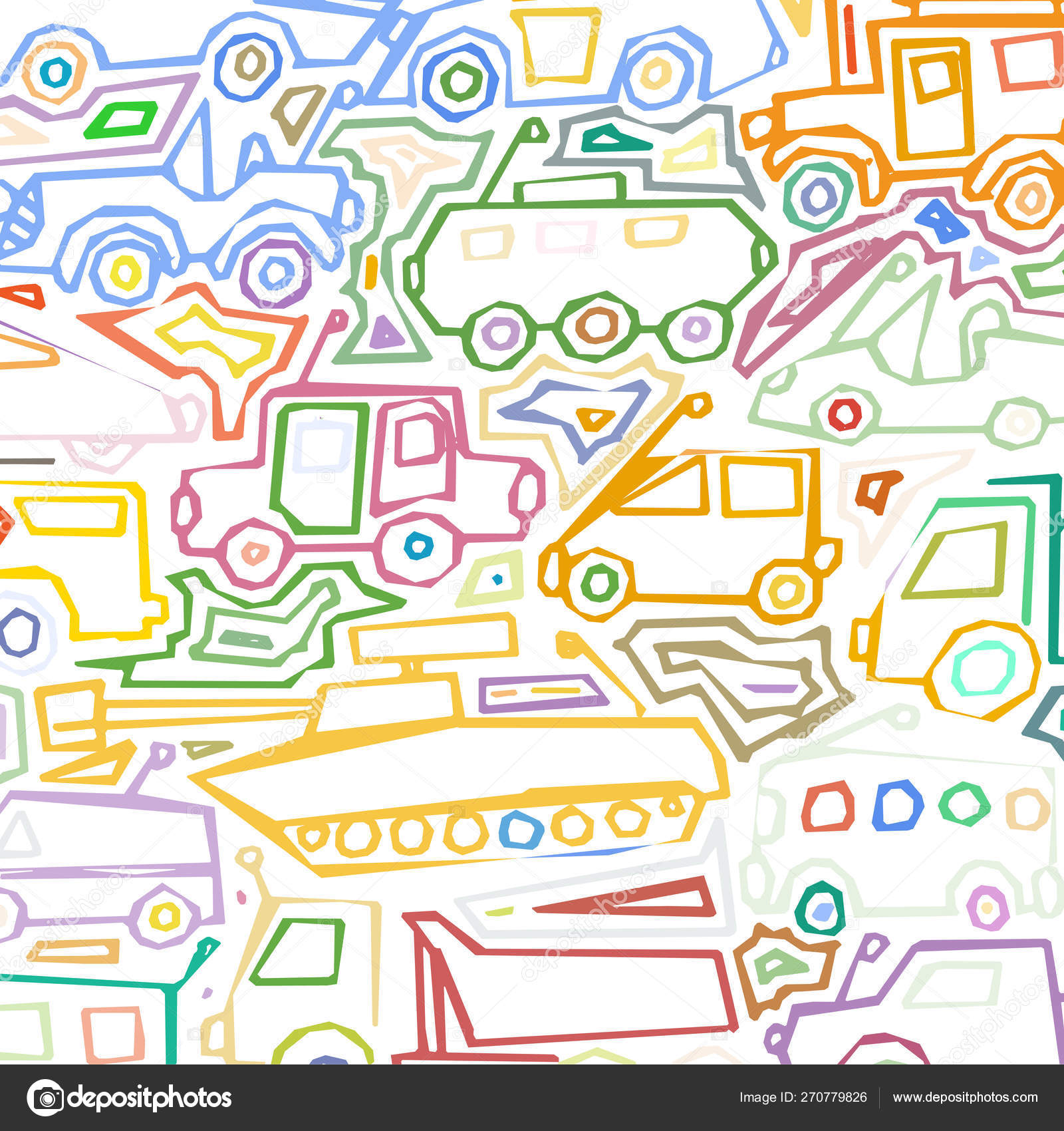 Vector color auto pattern, doodle lines, colorful grunge background ...
