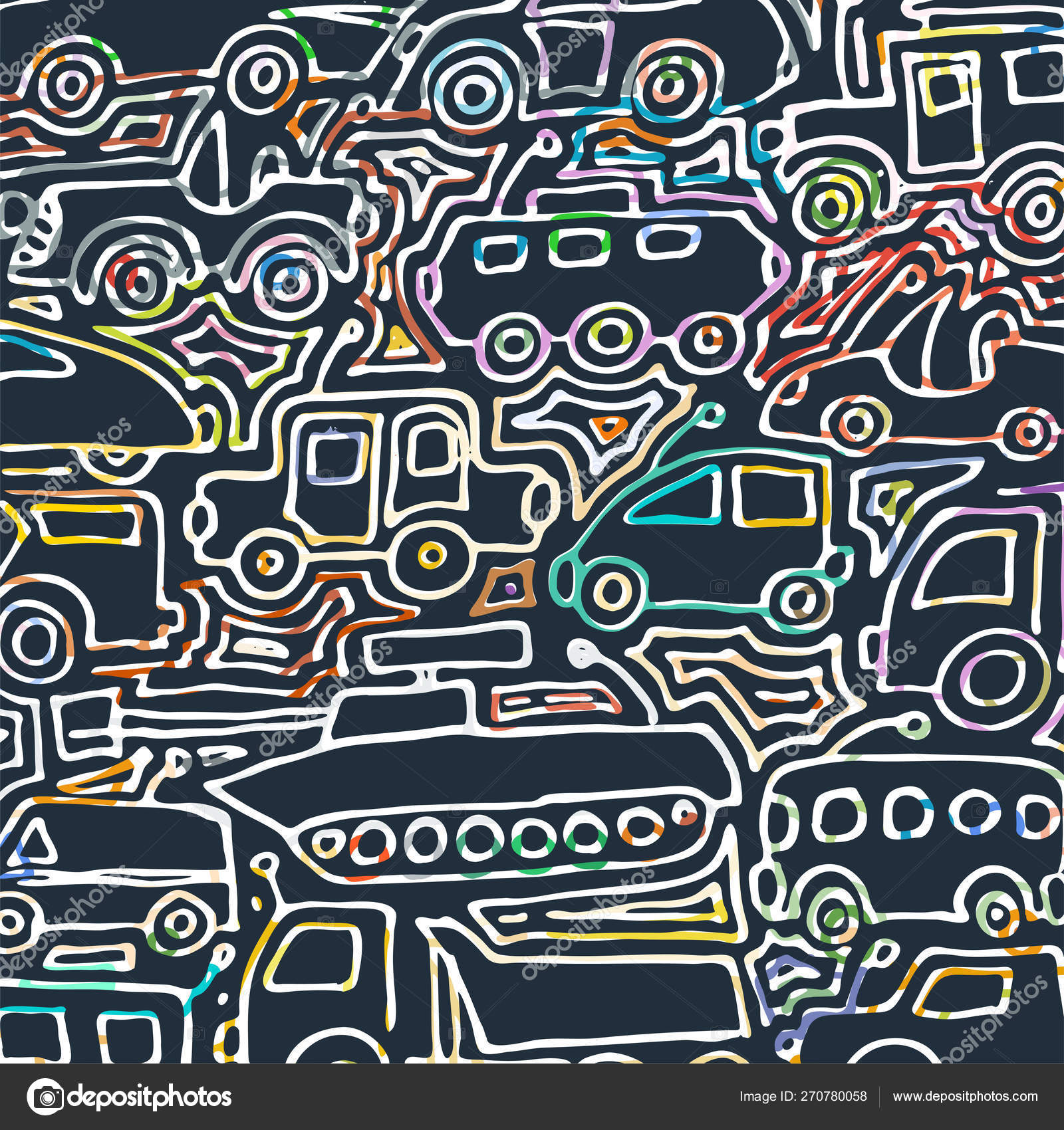 Vector color auto pattern, doodle lines, colorful grunge background ...
