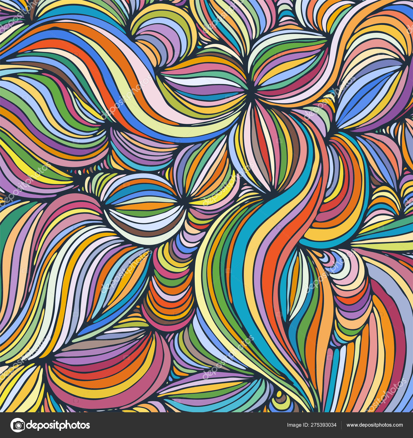 Vector coloring pattern, curved lines, black and white grunge ...