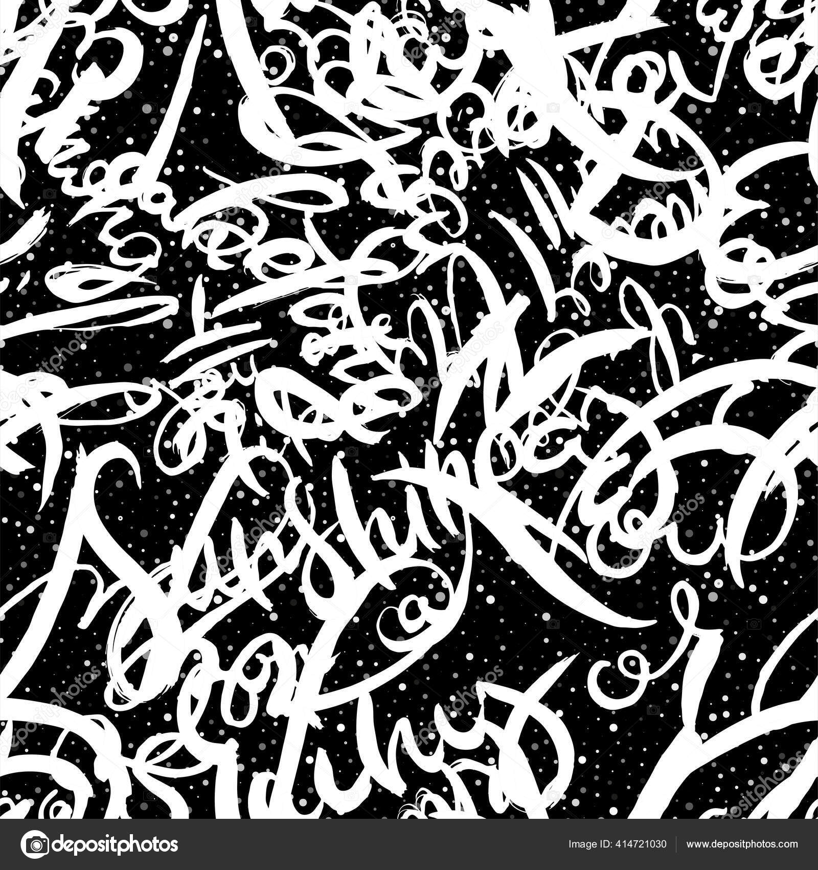 Graffiti Background Seamless Pattern Hand Style Tagging Chalk Vector ...
