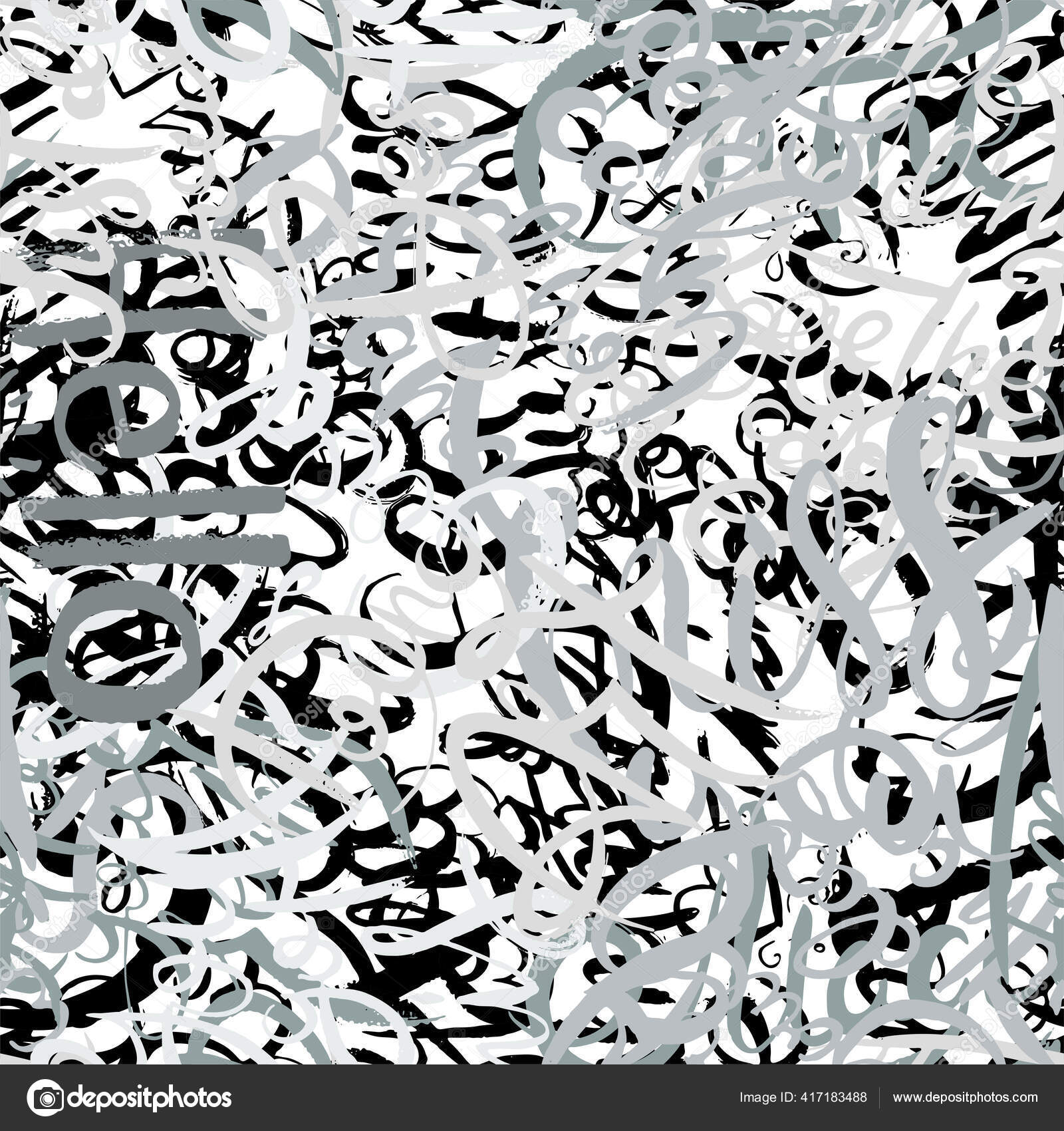 Graffiti Background Seamless Pattern Hand Style Tagging Vandal Vector ...