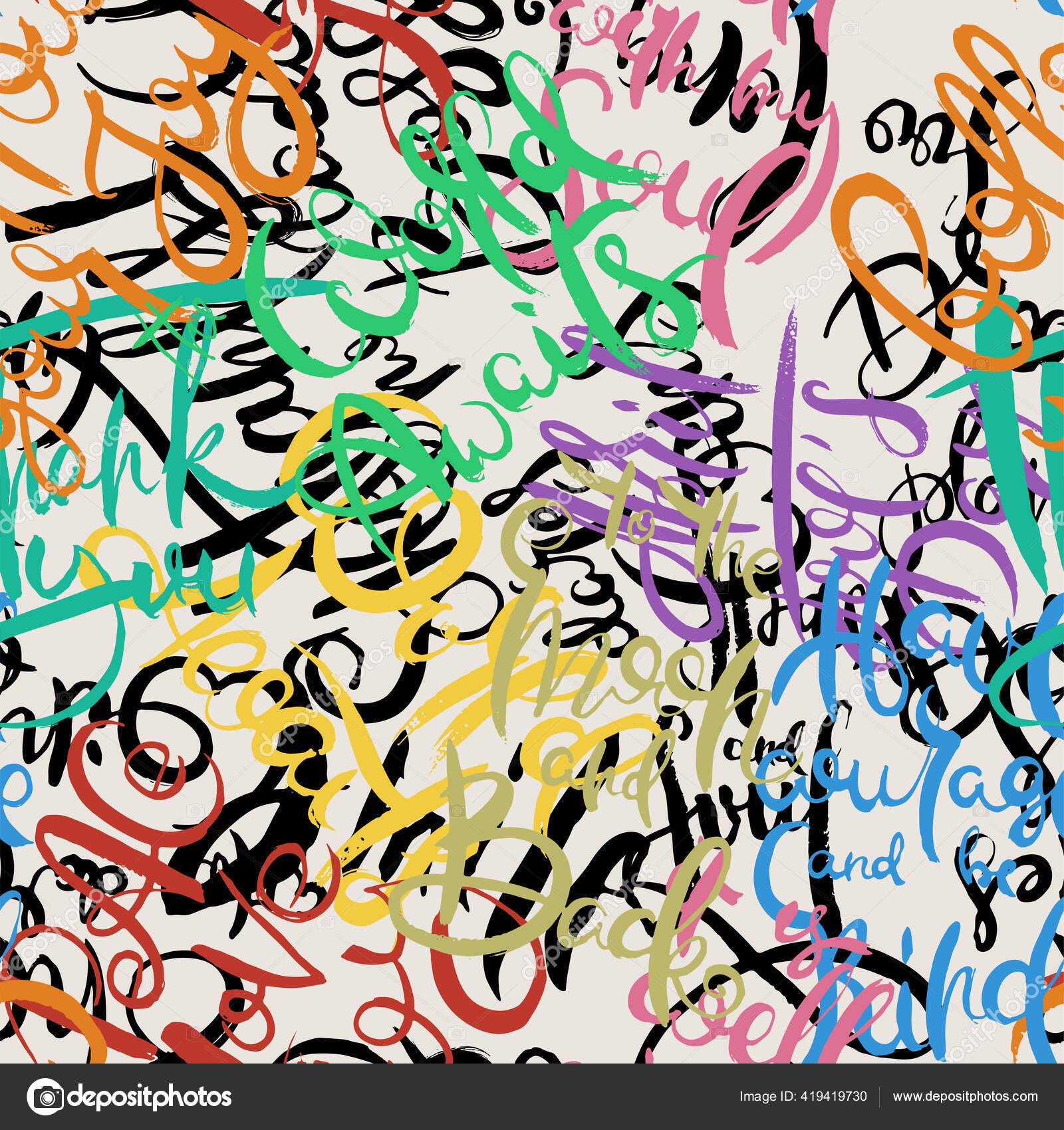 Graffiti Background Seamless Pattern Hand Style Tagging Vandal Vector ...