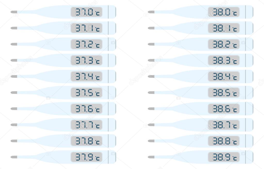 Conjunto de ilustraci n de term metro que muestra rango de 37 grados y ...