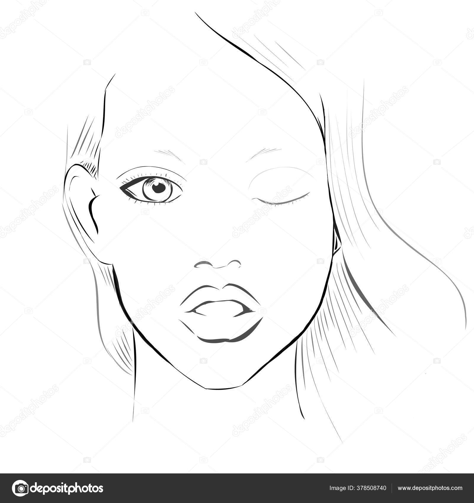 Face Outline Template Girl